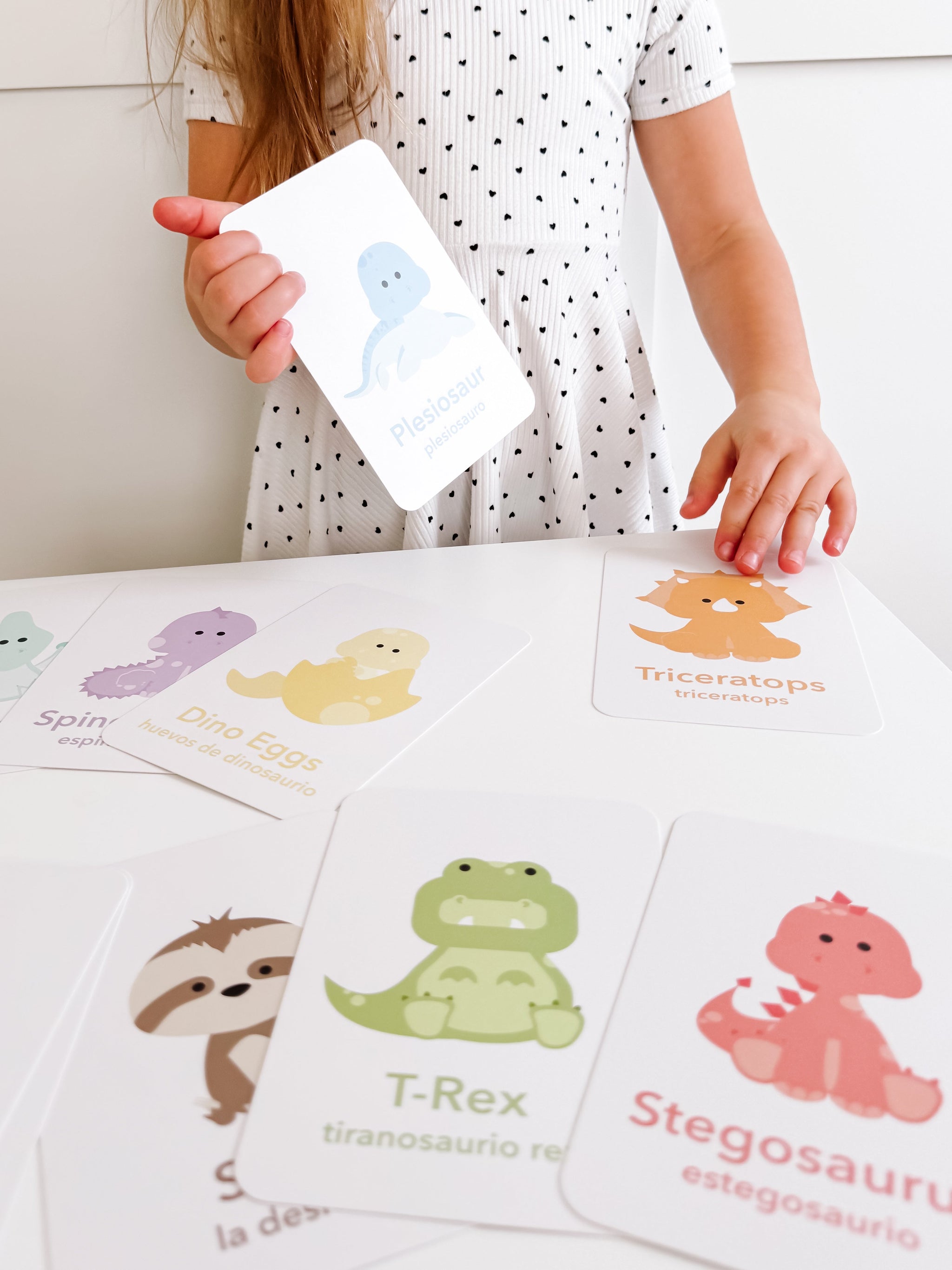Dinosaur Flashcards - Pastel Dino Print, Bilingual - GoodnightFox