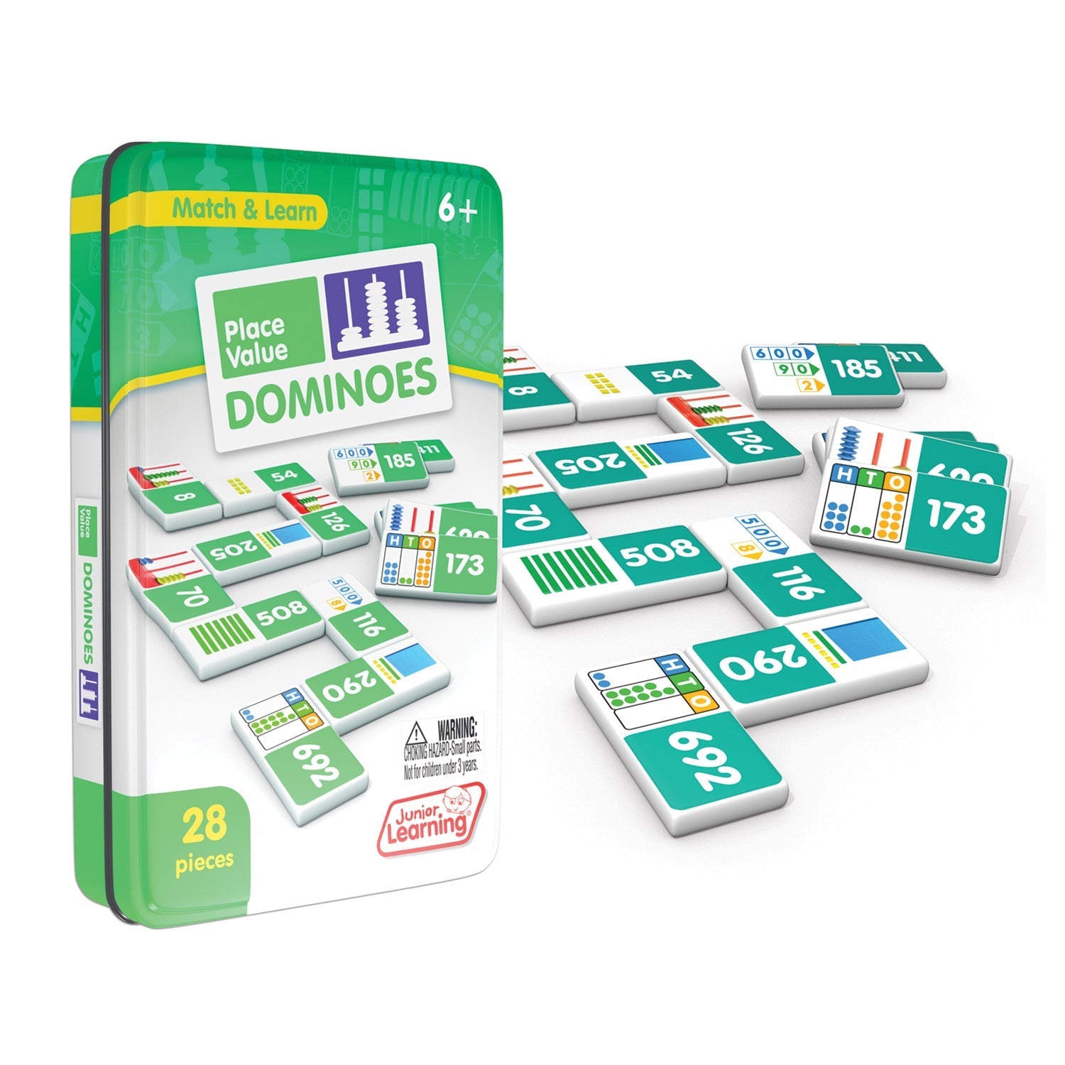 Place Value Dominoes – Green Math Game, 28-Pc – Junior Learning