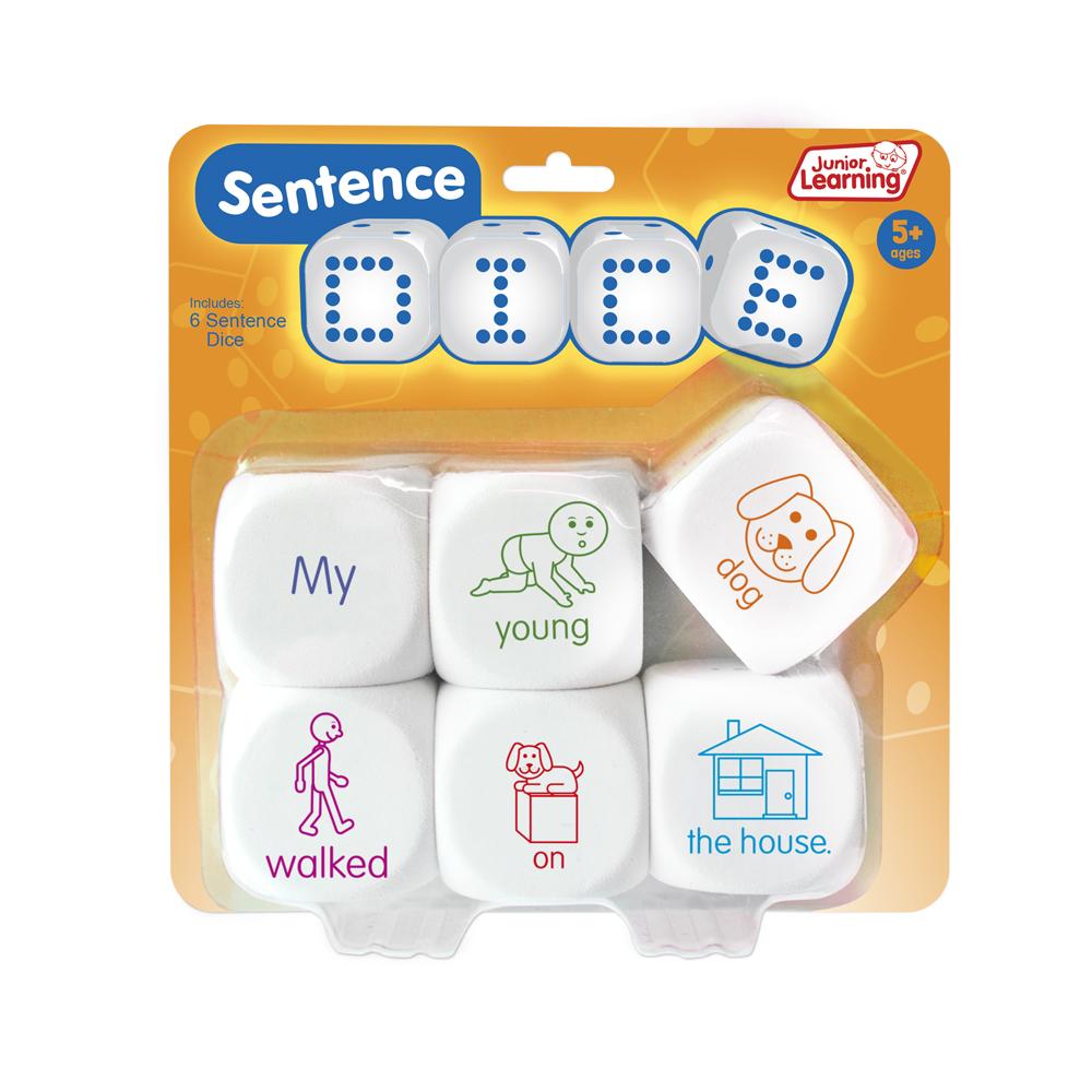 Sentence Dice – White Picture & Word, 6Pc – Junior Learning USA