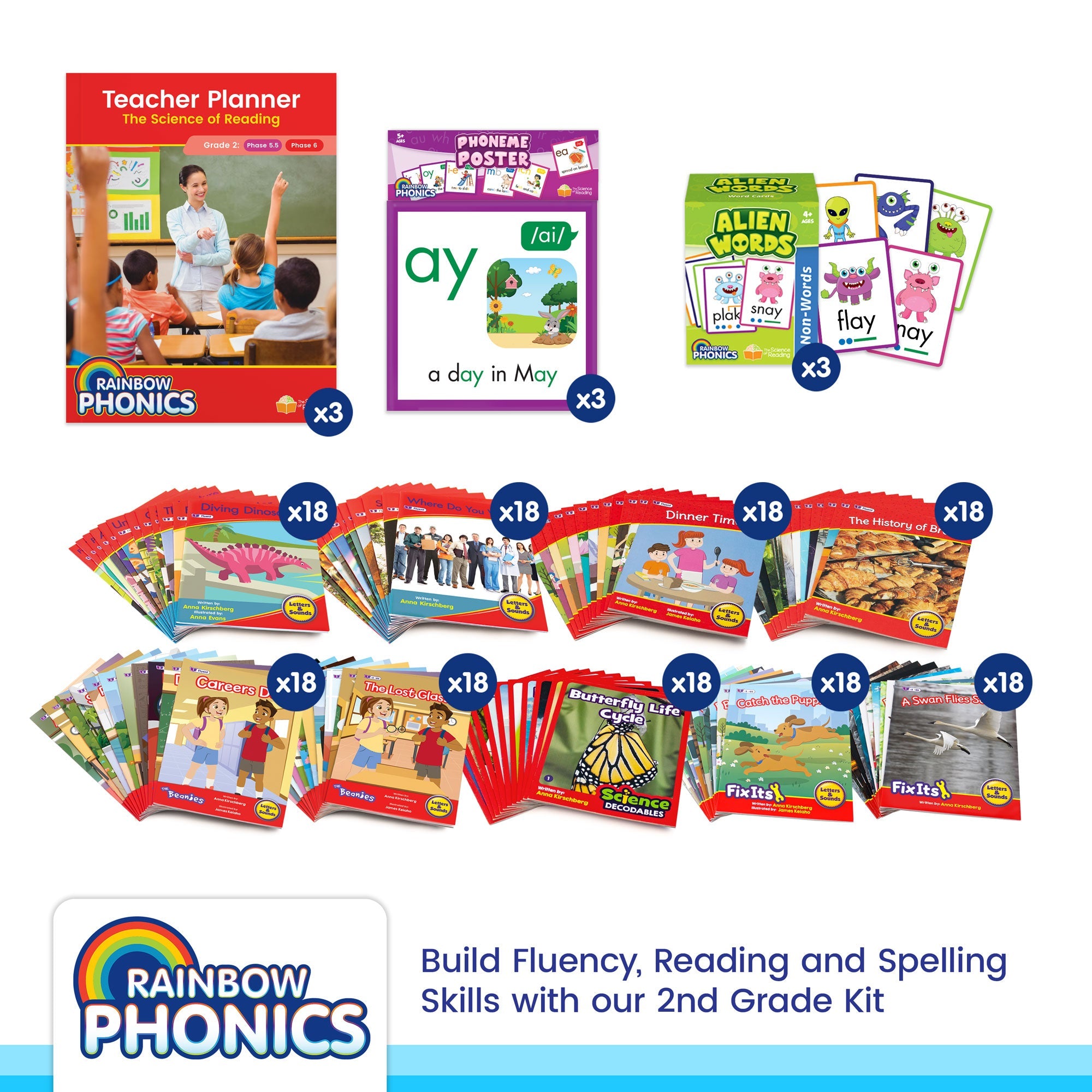 2nd Grade Phonics Kit - Rainbow Books - Junior Learning USA