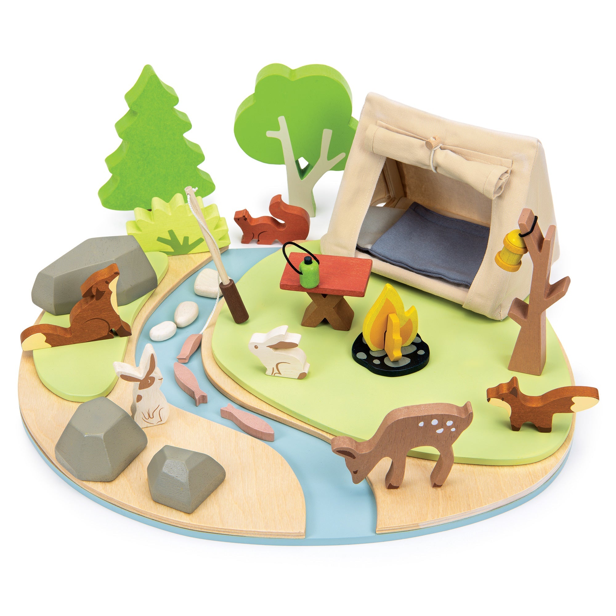 Tender Leaf Wooden Animals Camping Playset with Tent and Accessories ...