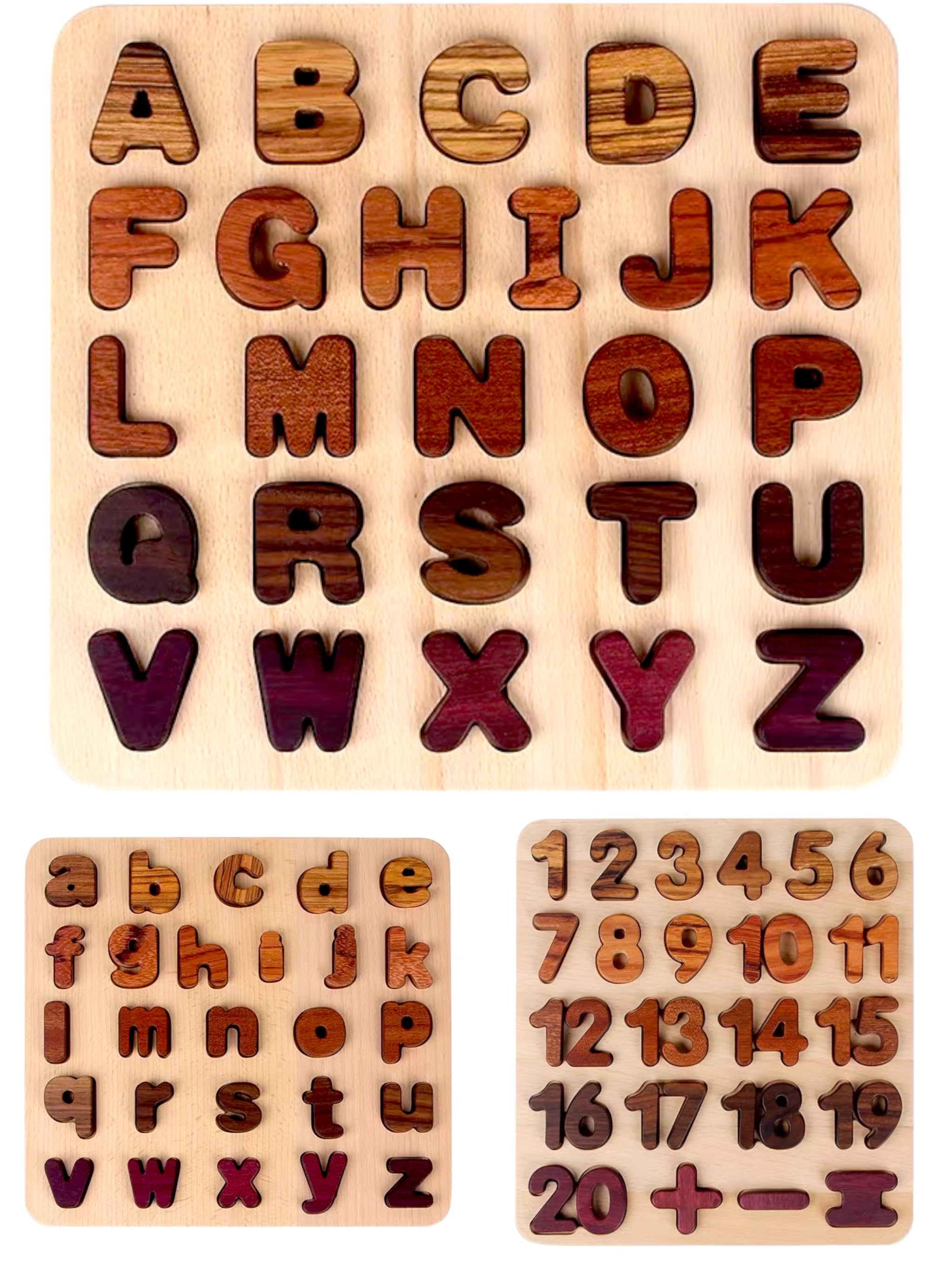 Wooden Alphabet & Numbers Puzzle – Natural Color | Green Elephant Home ...