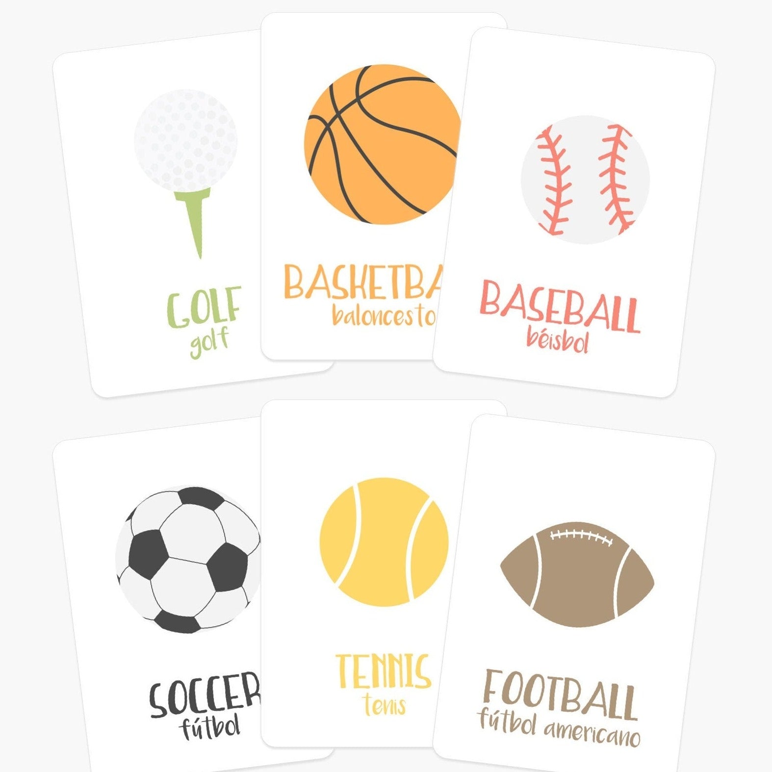 Sports Flashcards - English/Spanish, Color Icons - GoodnightFox