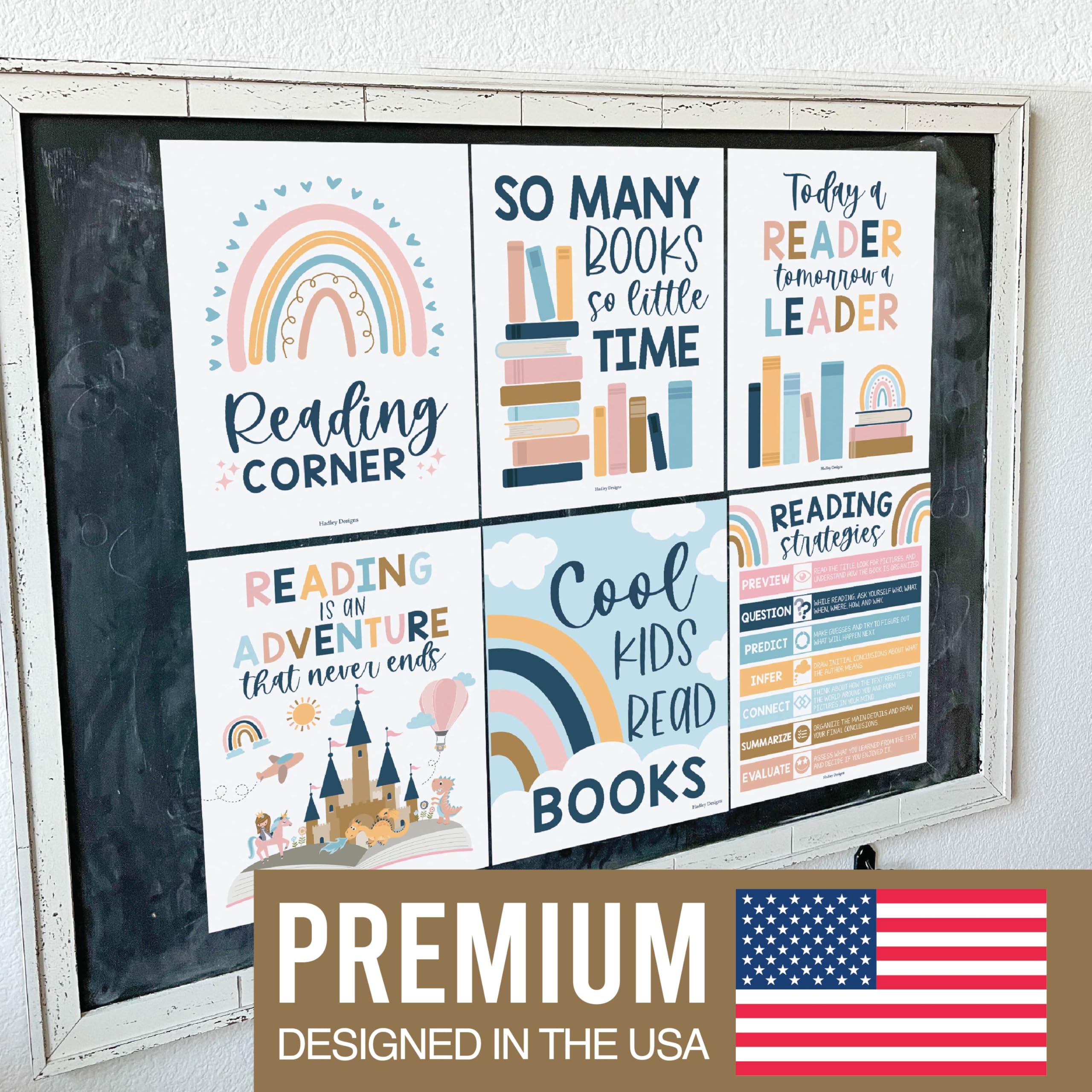 Reading Corner Posters, Boho Rainbow 6-Pack – Hadley Designs Prek