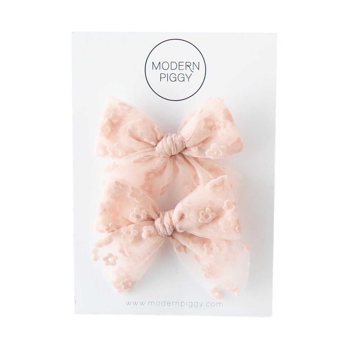 Modern Piggy Bloom - Pink | Tulle Bow - Pigtail Set