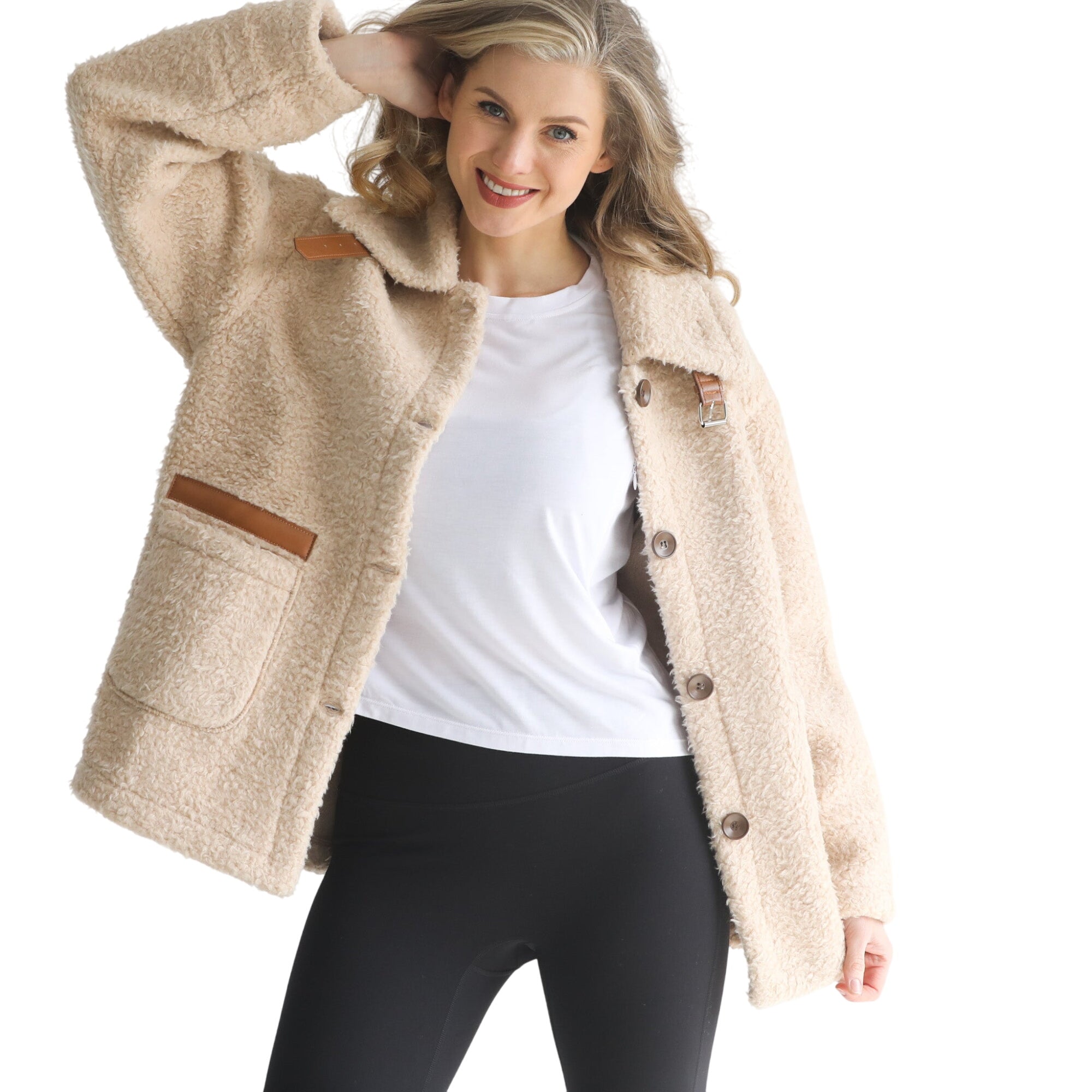 Sherpa Ultra Cozy Shacket by Sweat and Milk – Beige Jacket