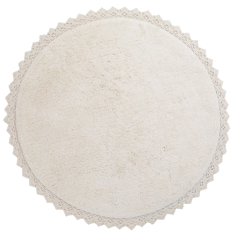 Nattiot Perla Ecru Crochet Finish Rug | Soft Round Design