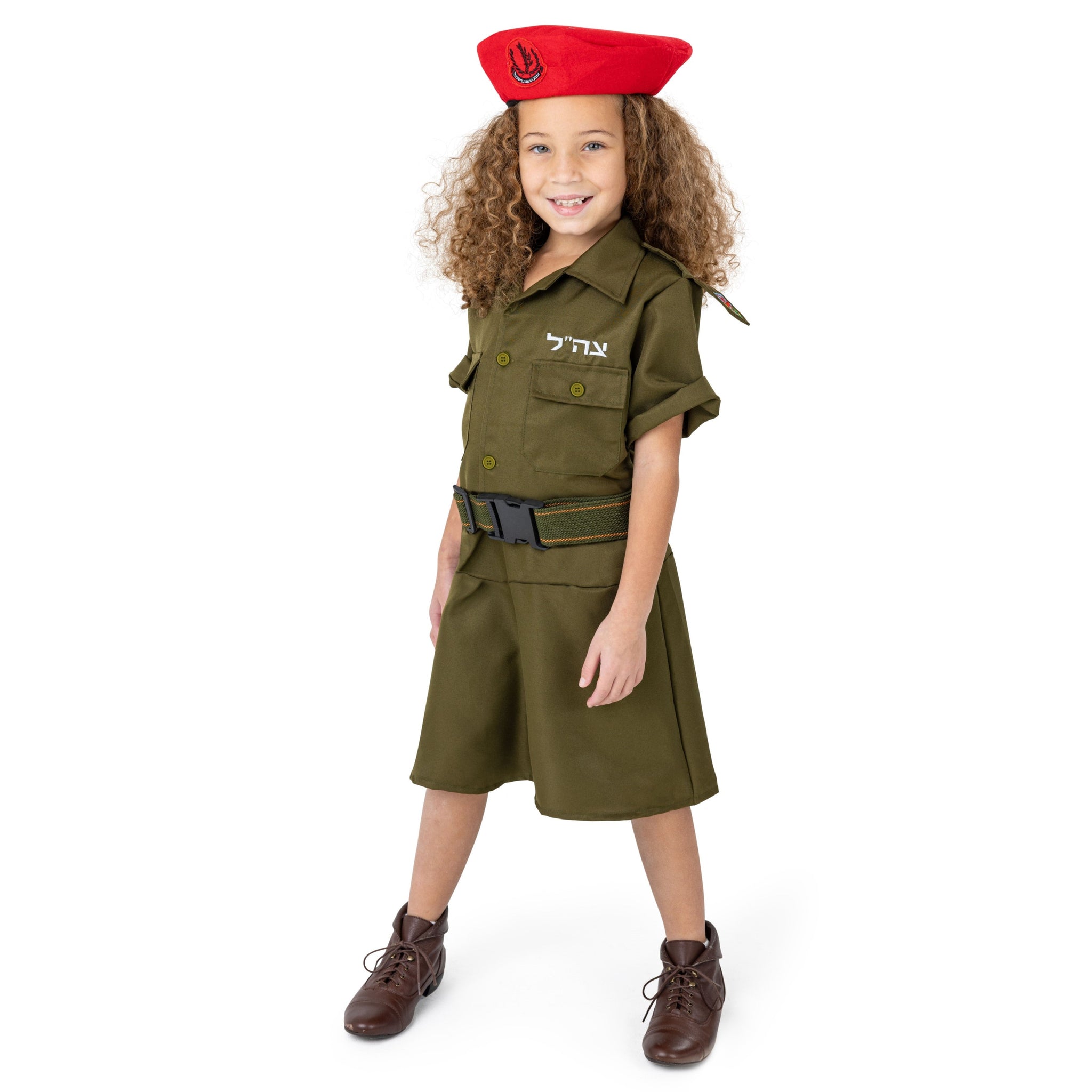 Israeli Soldier Costume for Kids - Olive Green Dress and Red Hat ...