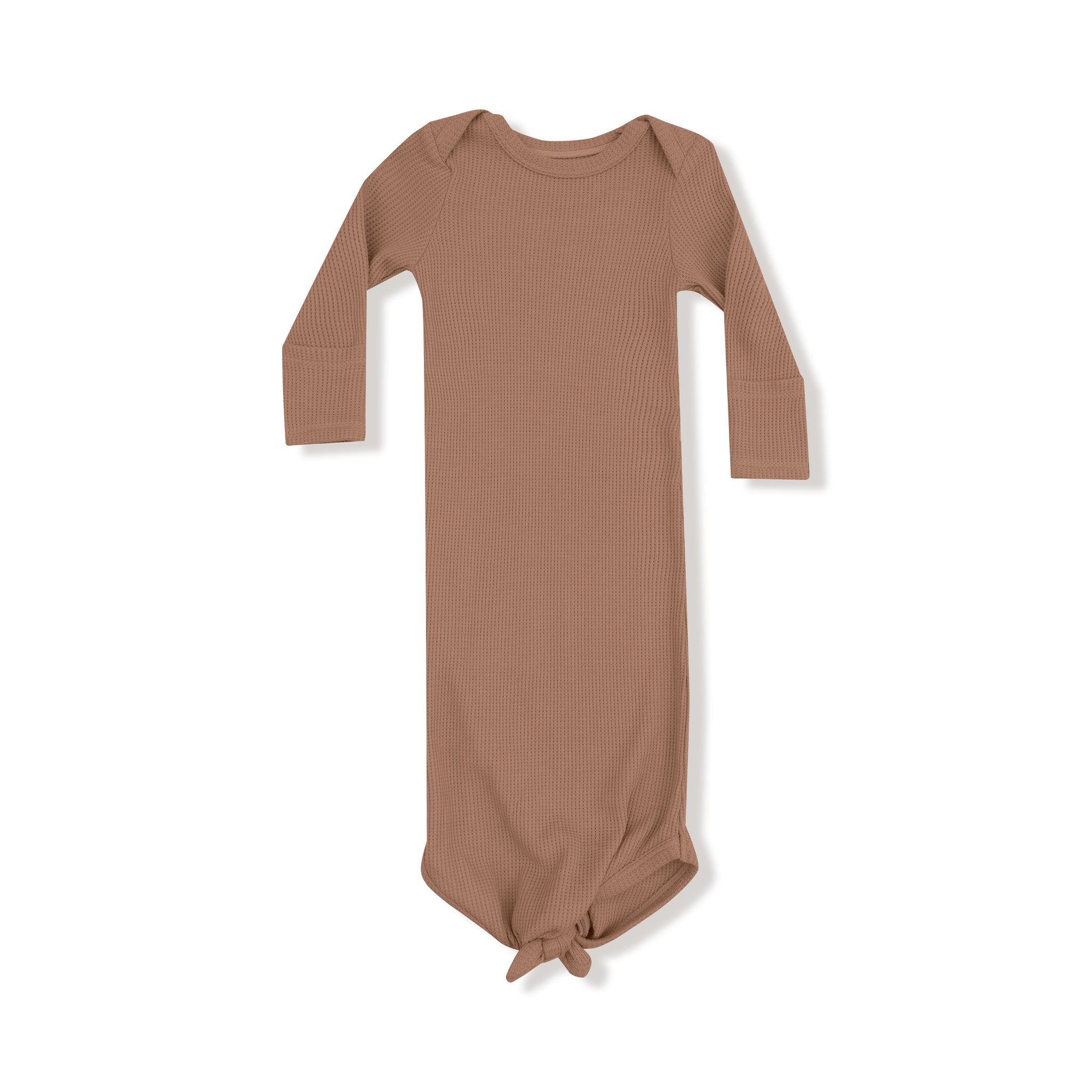Angel Dear Knotted Gown Brown Waffle Knit Long Sleeve Newborn Baby Gown ...