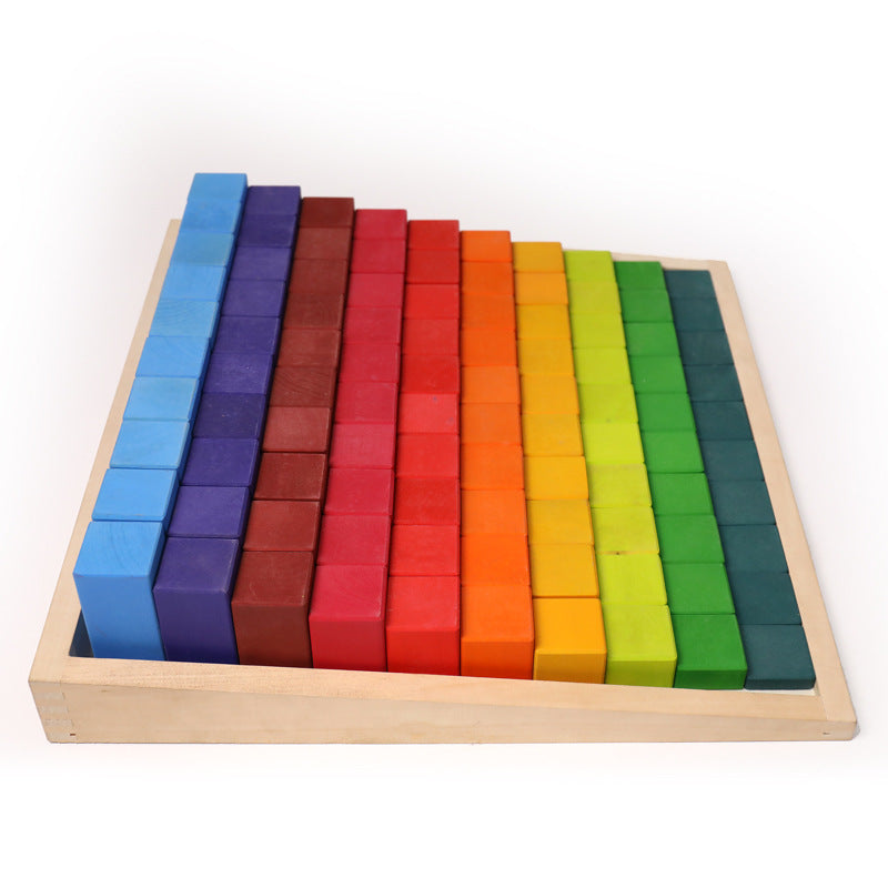 100-Piece Wooden Counting Blocks, Rainbow Stained Set - Math ...