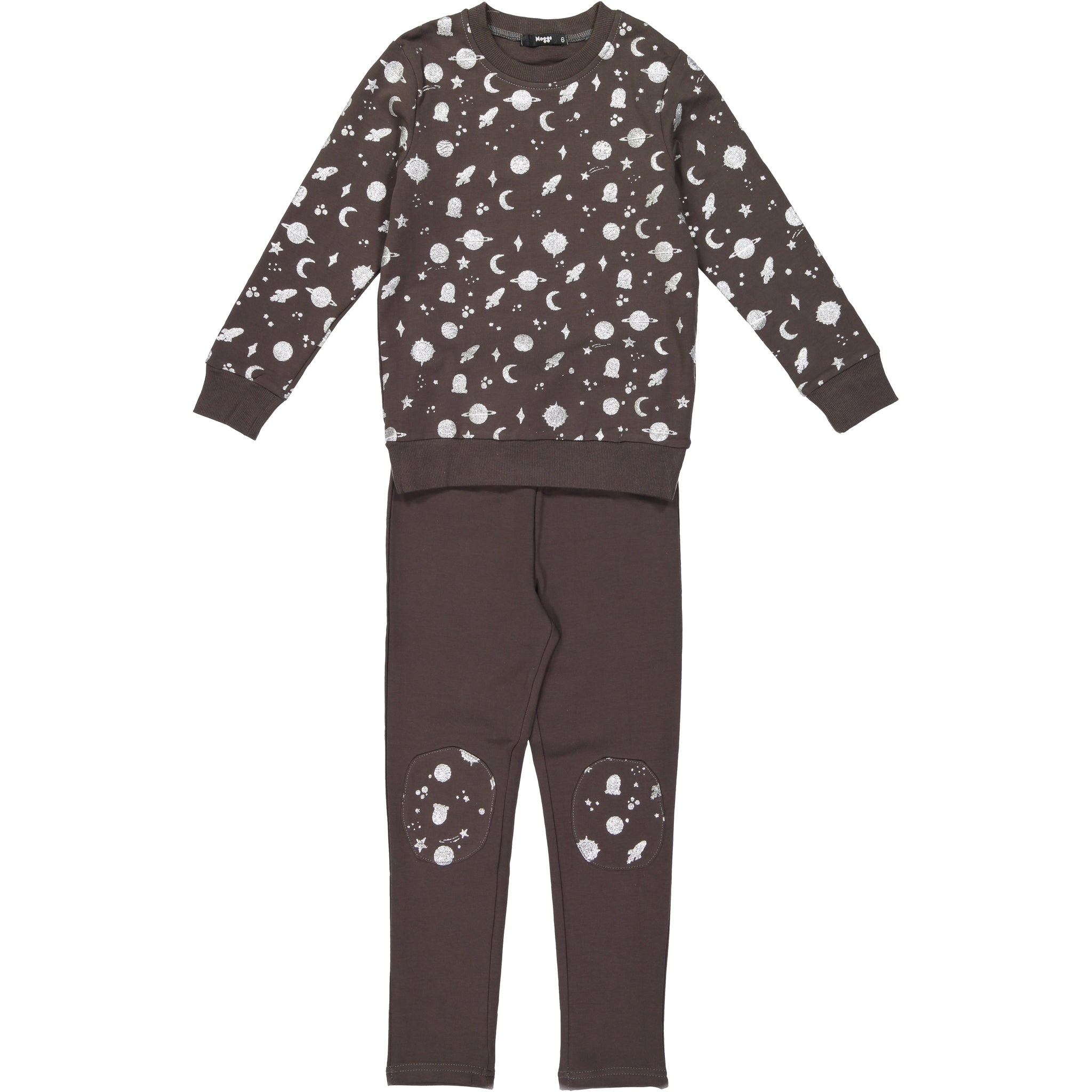 Kids Loungewear Set – Brown Space Print, Long Sleeve | NoggiWear