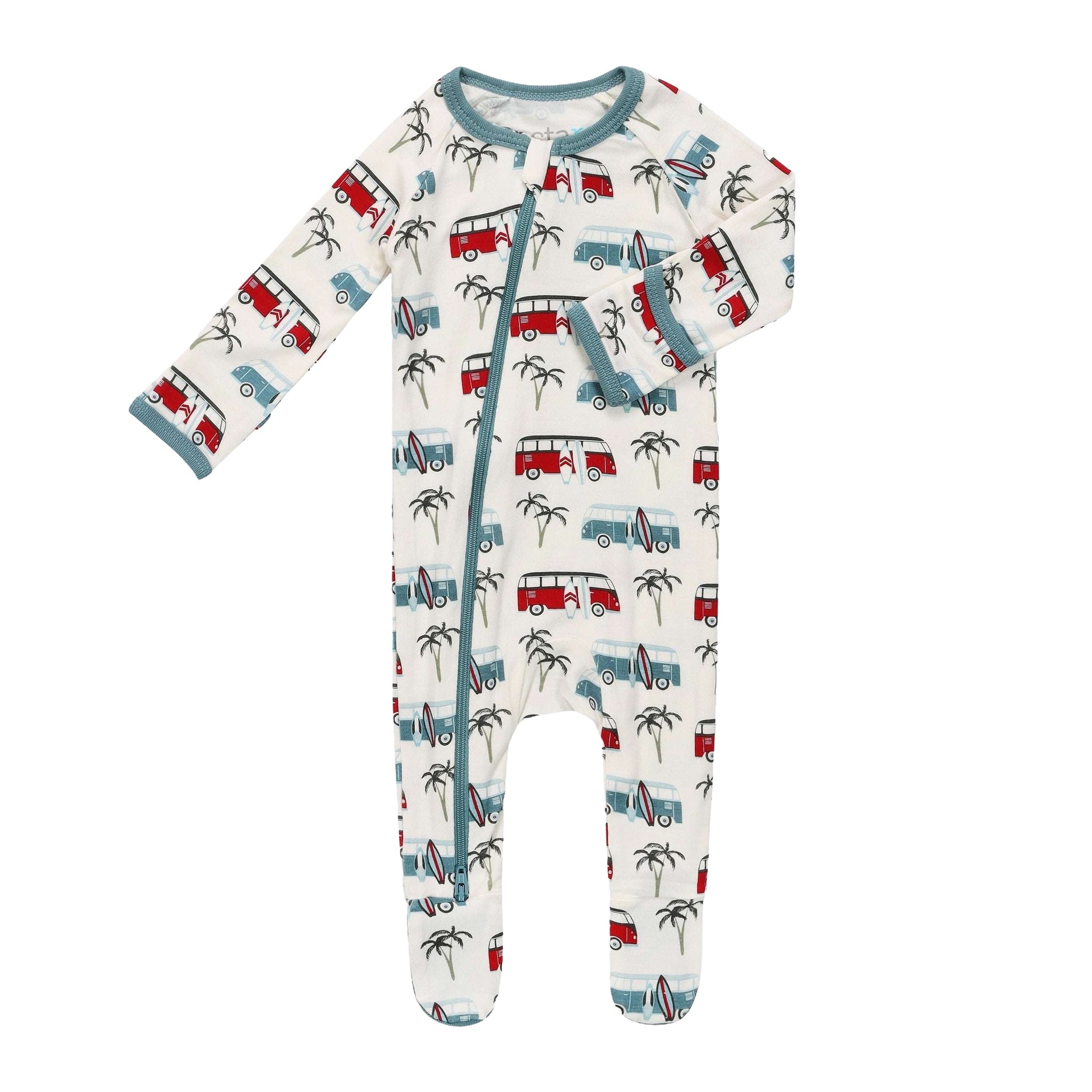 Bestaroo Footie Pajamas – Boards & Buses Print Baby Sleeper