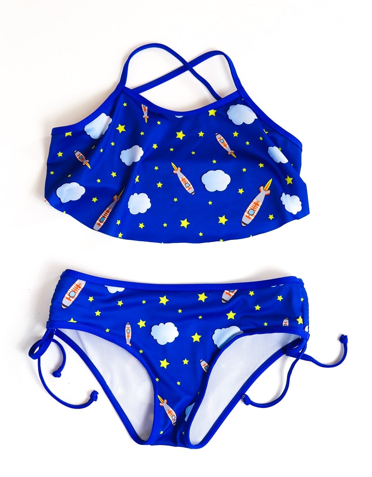 Bikini Set – Blue Space Print, Adjustable Sides | Piccoli Principi Swimwear