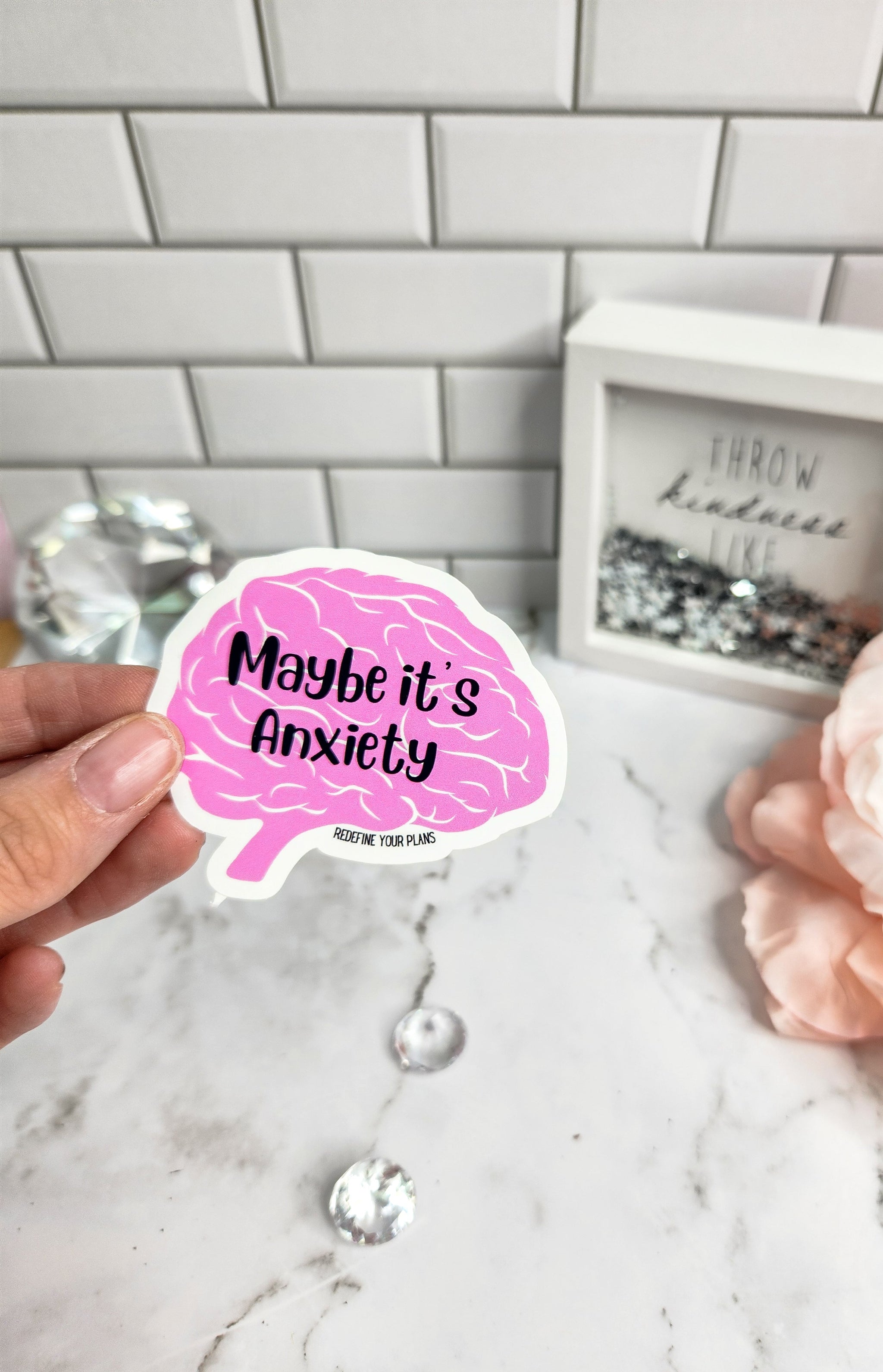 Maybe It's Anxiety Pink Brain Sticker – Sparkle & Peony Boutique