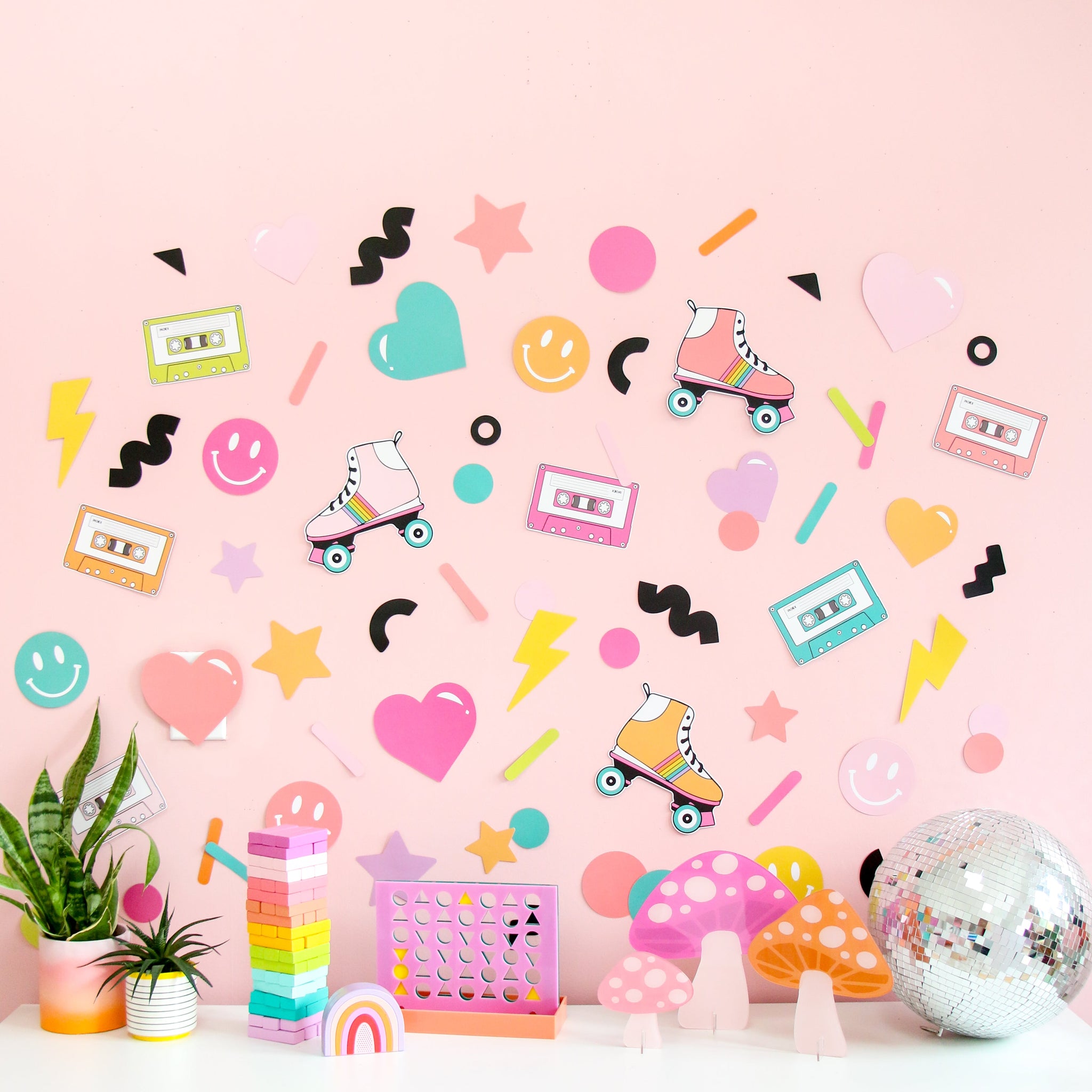 Wall Decals – Giant Confetti, Roller Skates & Cassette Print | Kailo Chic