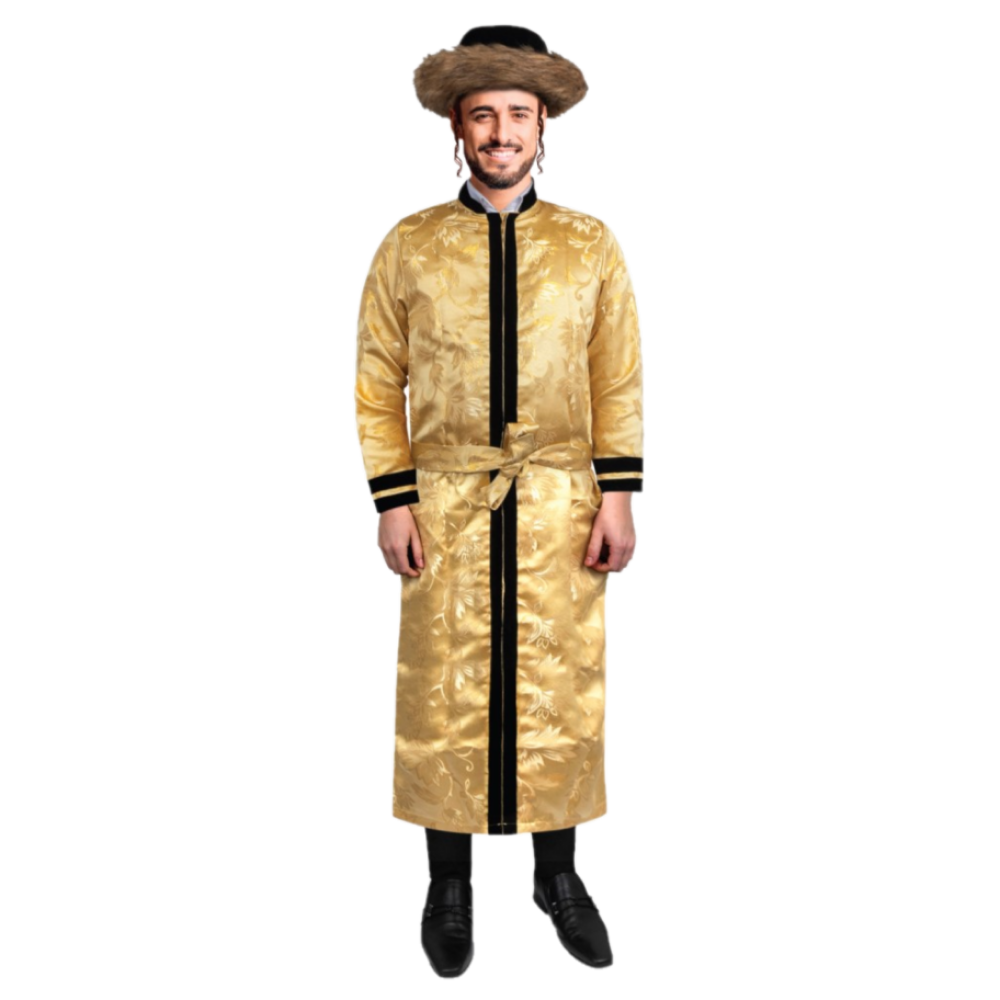 Adult Rabbi Costume — Gold Floral Belted Robe for Halloween, Theater ...