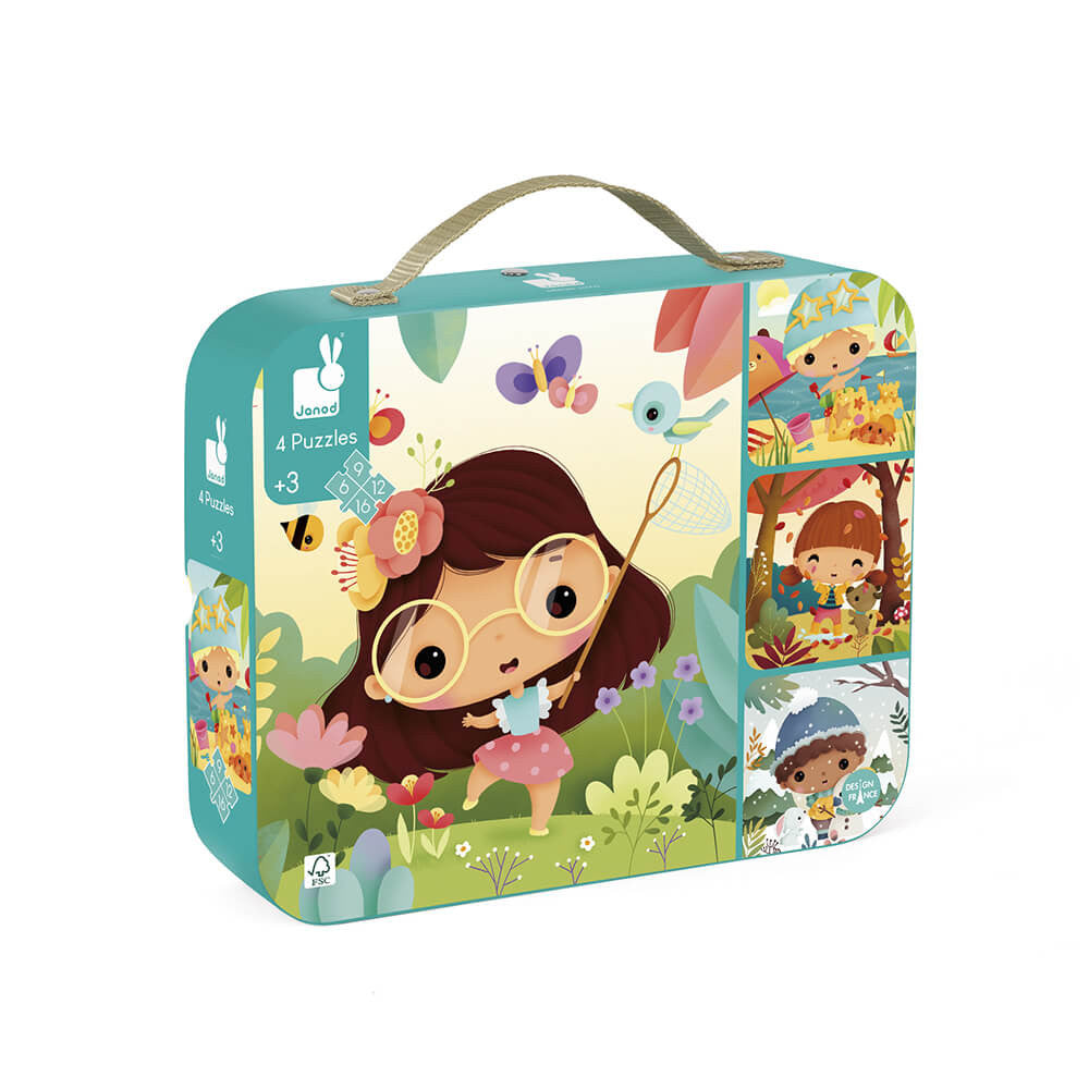 Janod 4 Progressive Puzzles – Seasonal Theme, Toddler Puzzle Set
