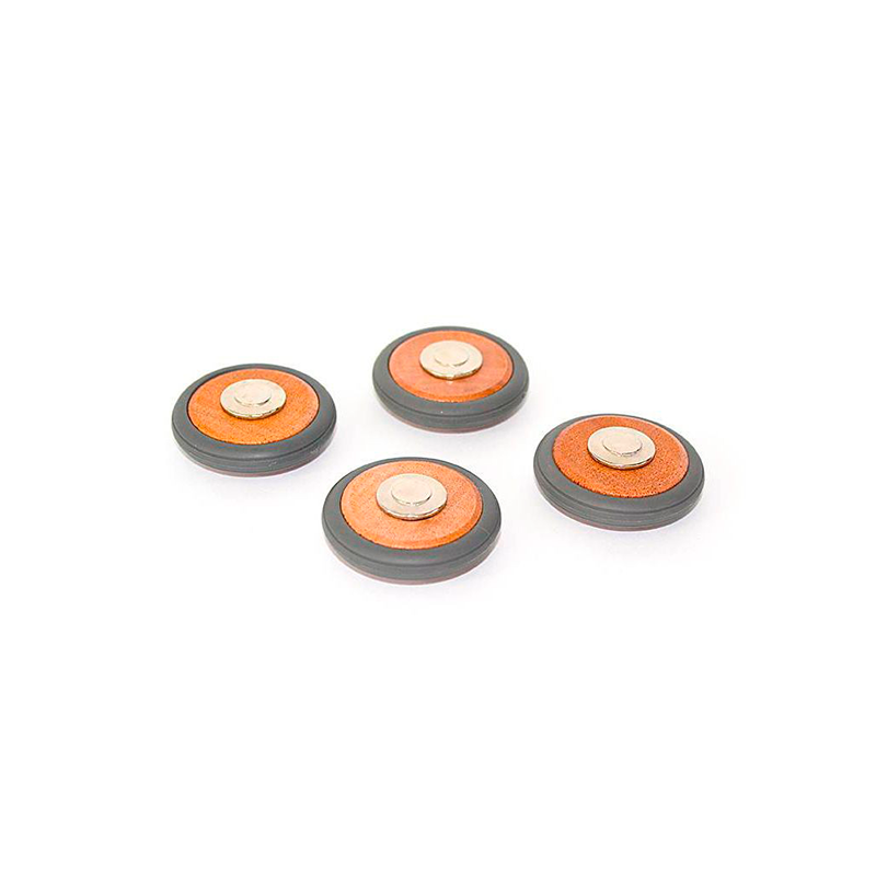 Tegu Magnetic Wooden Wheels – 4 Piece Set, Natural Wood & Gray
