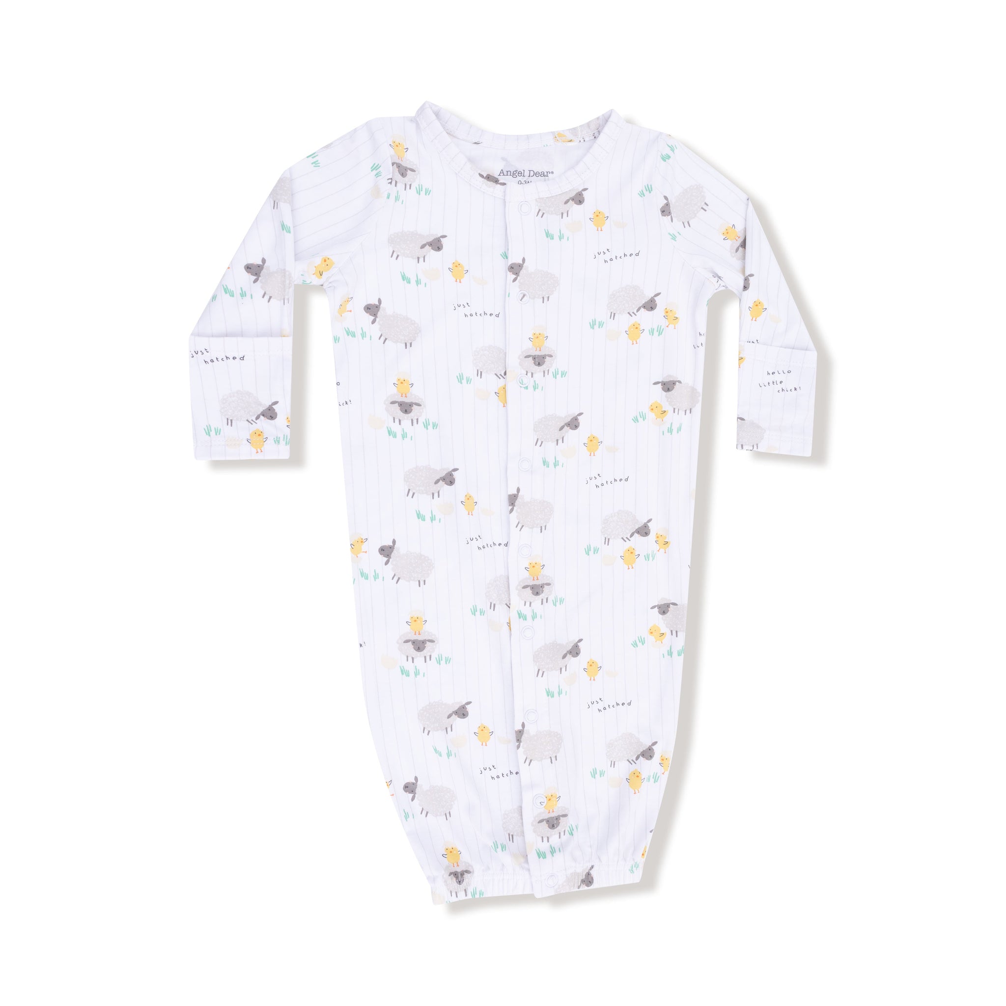 Angel Dear Baby Gown, Convertible Long Sleeve Infant Gown in White with ...