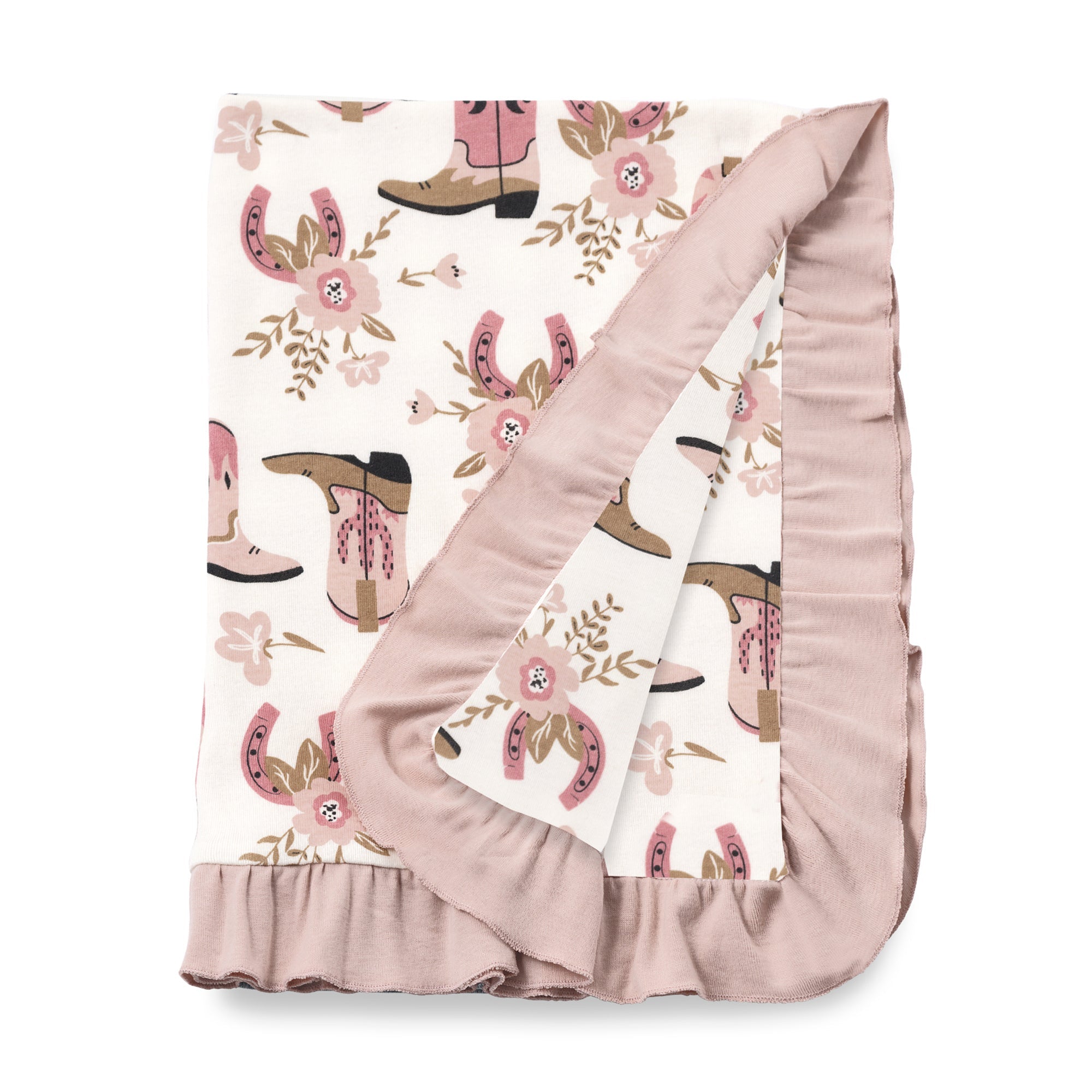 Tesa Babe Stroller Blanket – Pink Cowgirl Boots & Horseshoe Print ...