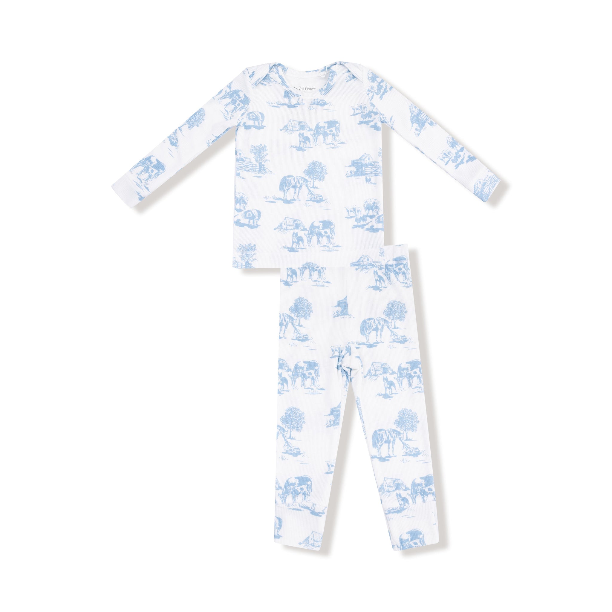 Angel Dear Cow Print Loungewear Set For Baby – Blue Long Sleeve Two ...