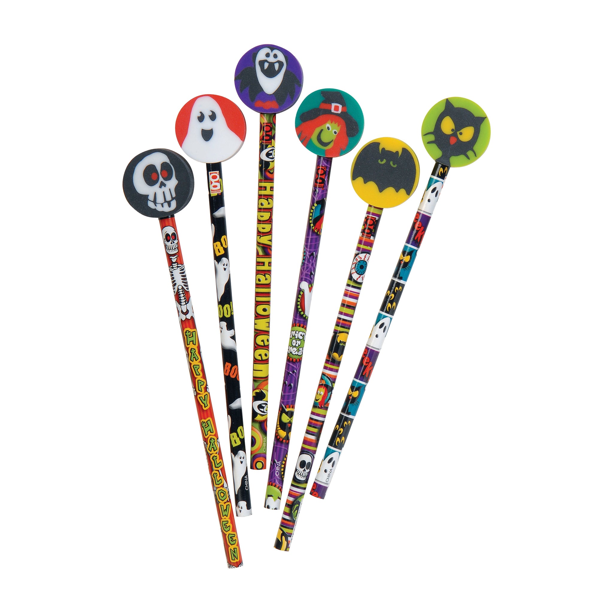 Boo Buddies Halloween Pencils, Giant Erasers – Raymond Geddes