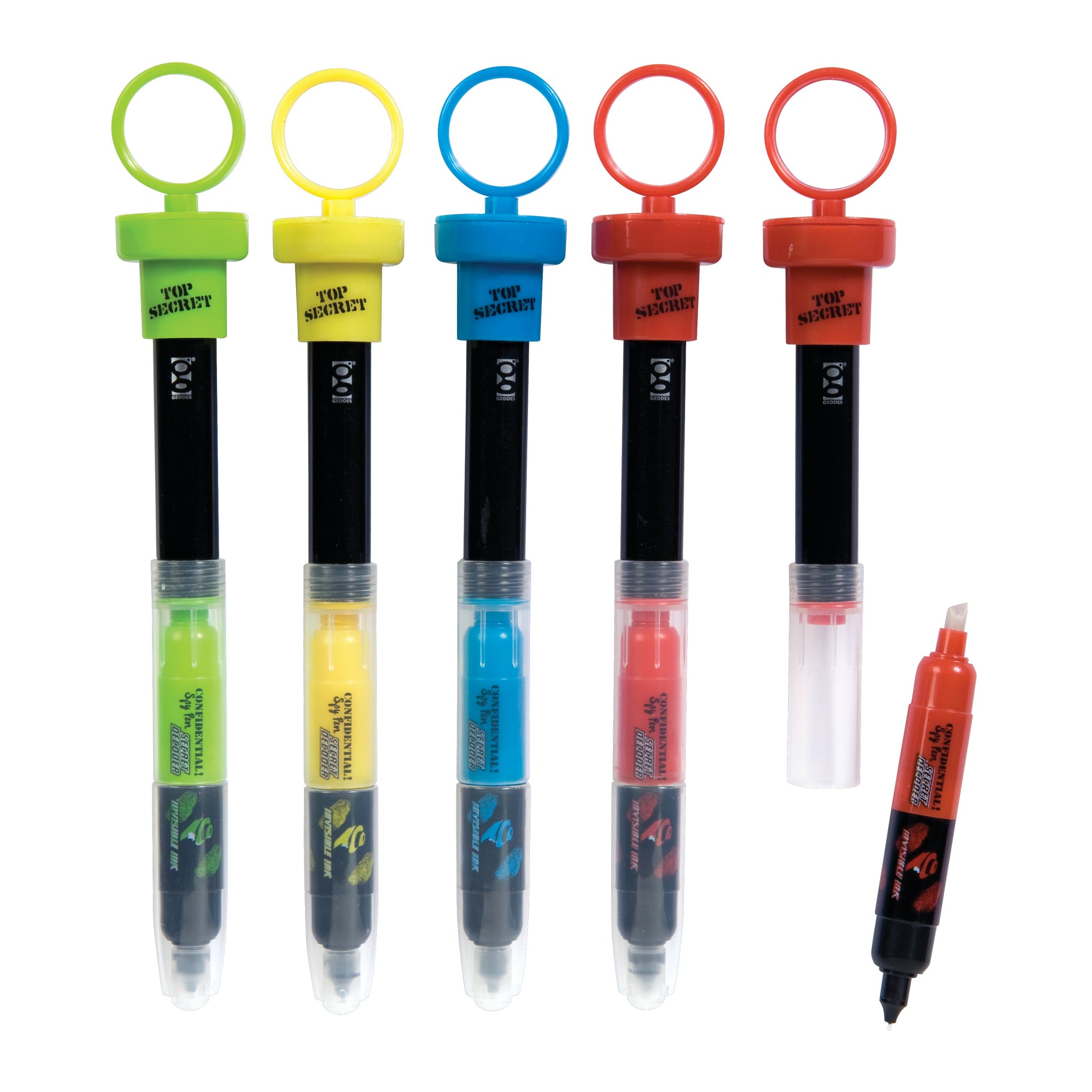5-In-1 Spy Pens 12Pc - Top Secret Print - Raymond Geddes