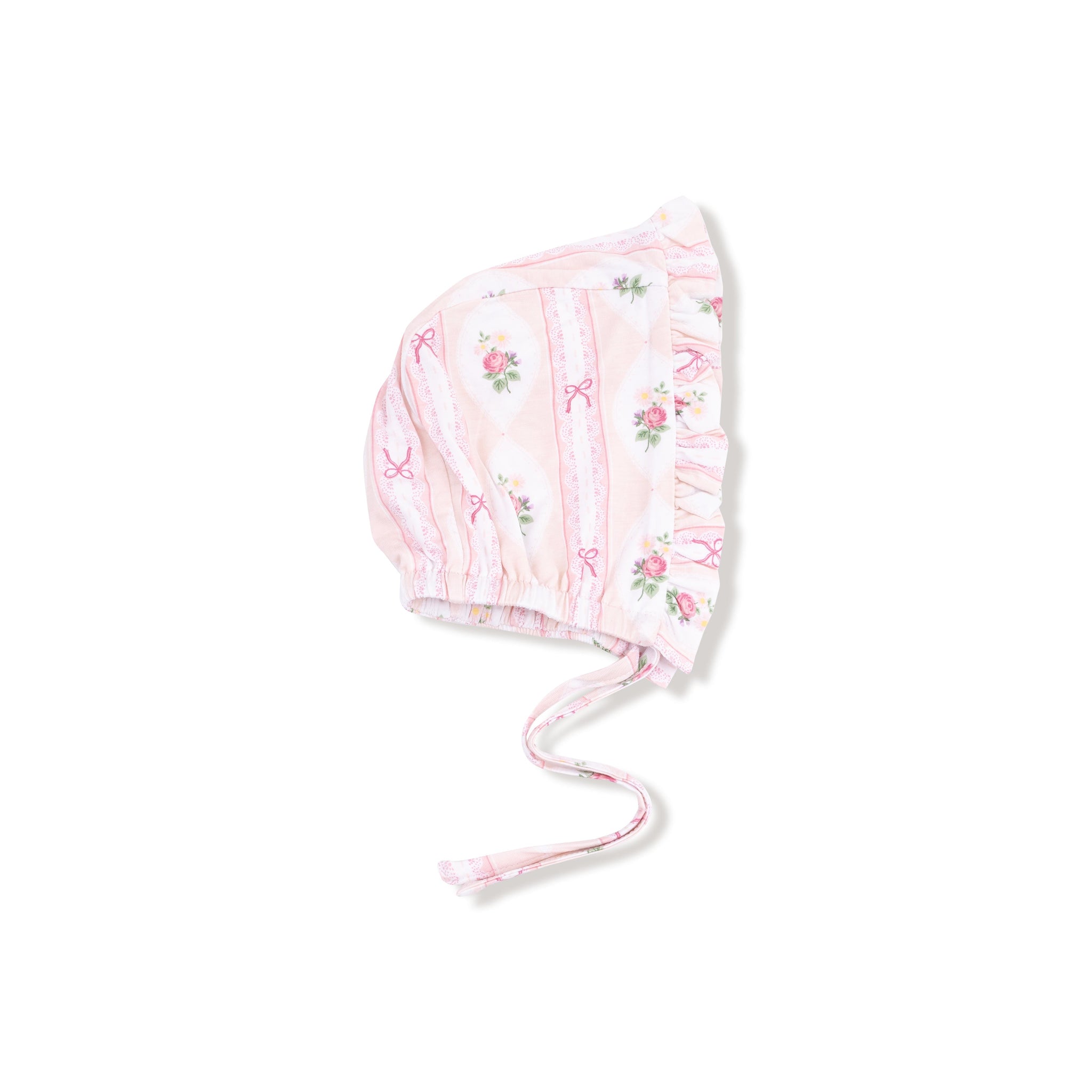 Angel Dear Baby Bonnet Pink Floral Ruffle Trim Infant Headwear Baby ...