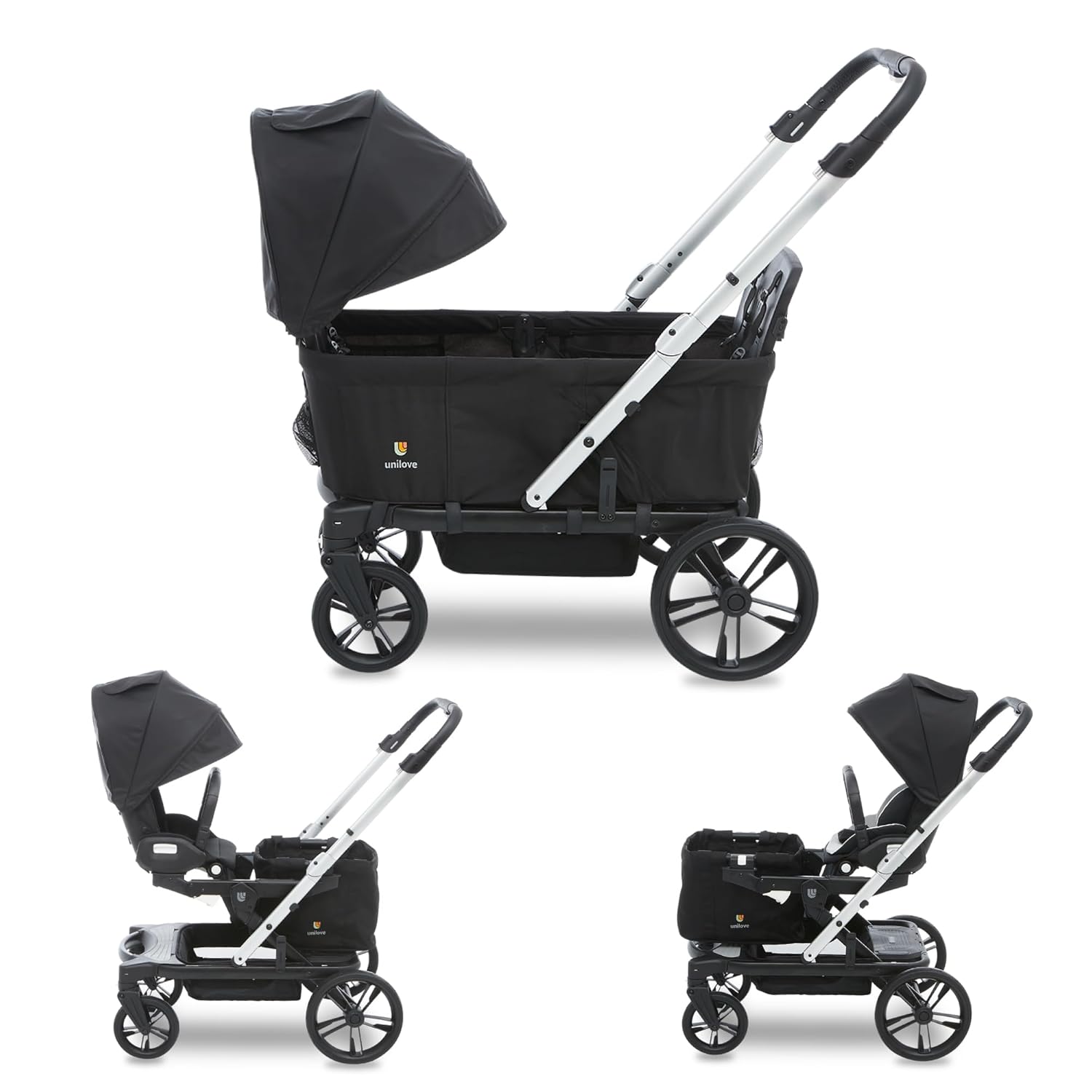 Unilove Trio Trolly Stroller Wagon | Black Fabric Trolley