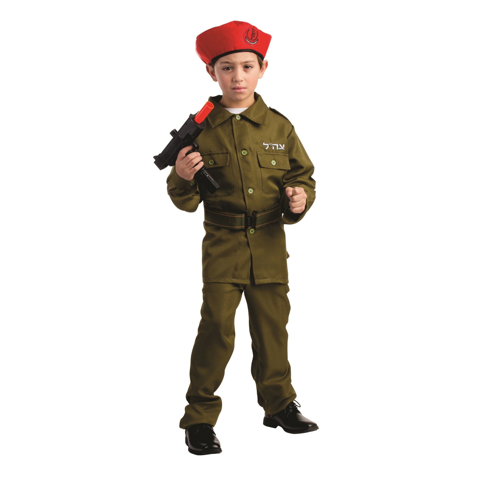 Kids Israeli Soldier Costume – Green Uniform with Red Beret
