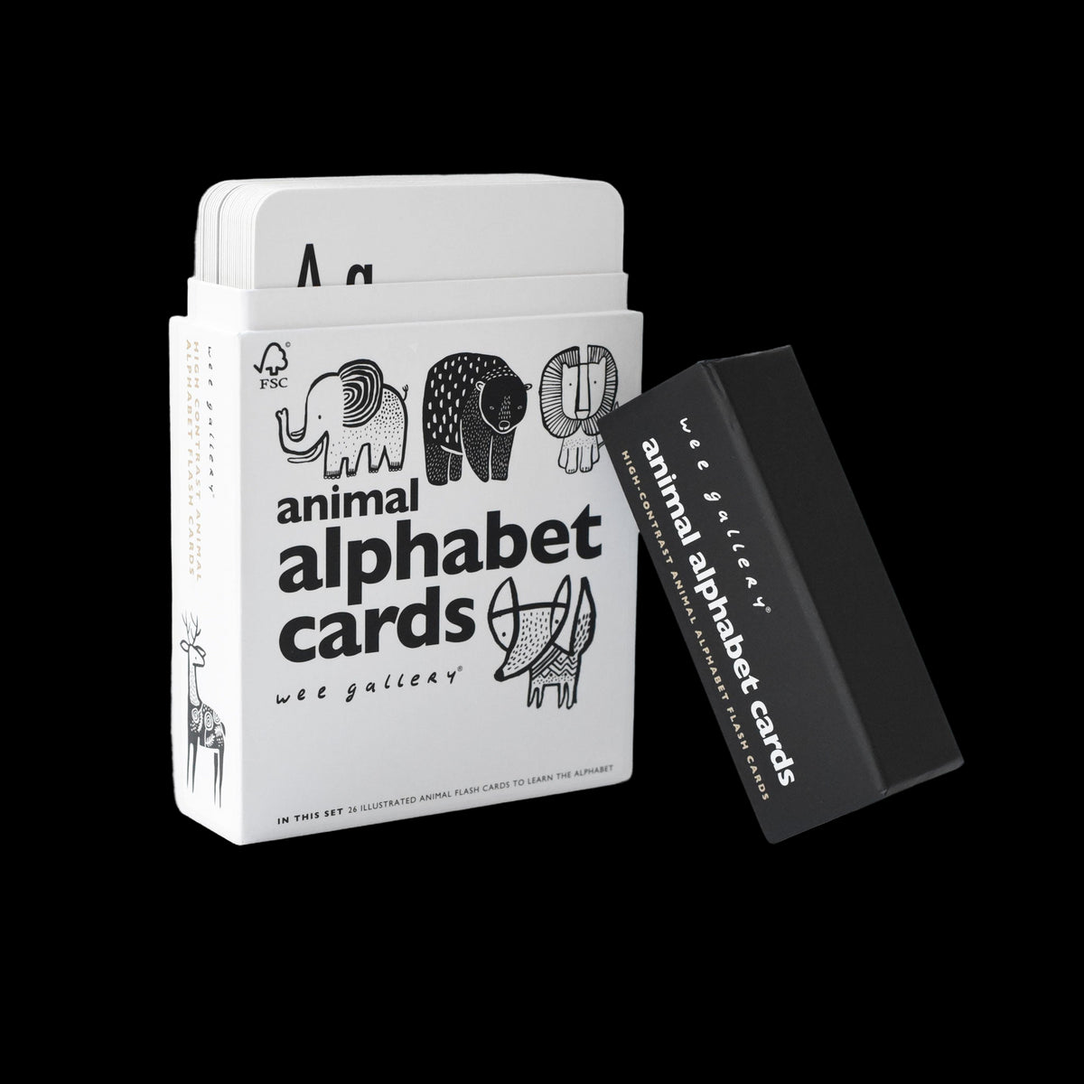 Wee Gallery Animal Alphabet Cards – High-Contrast Black & White Flash Cards