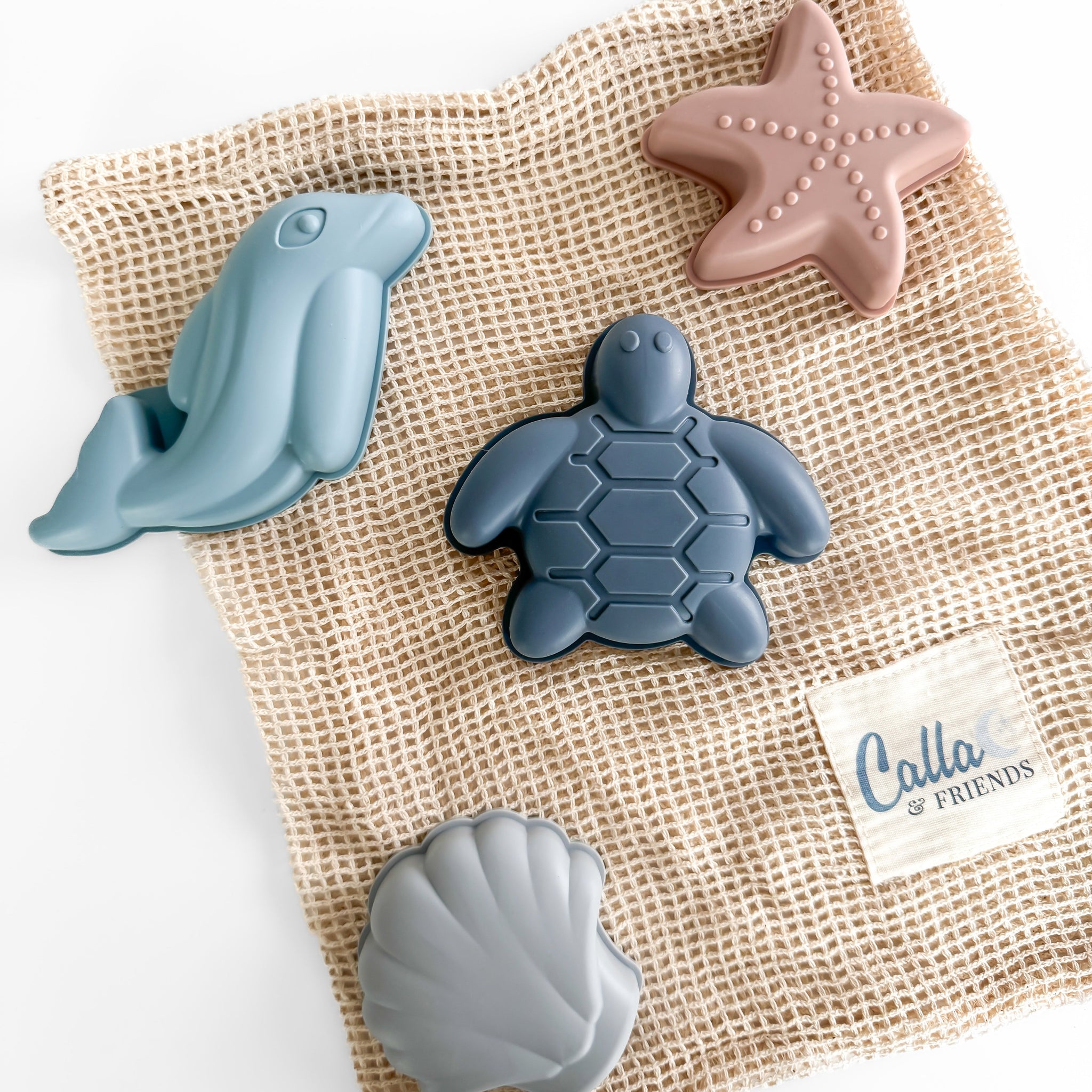 Sand Mold Set – Ocean Animals, Pastel Colors, 4-Piece | Calla and Friends