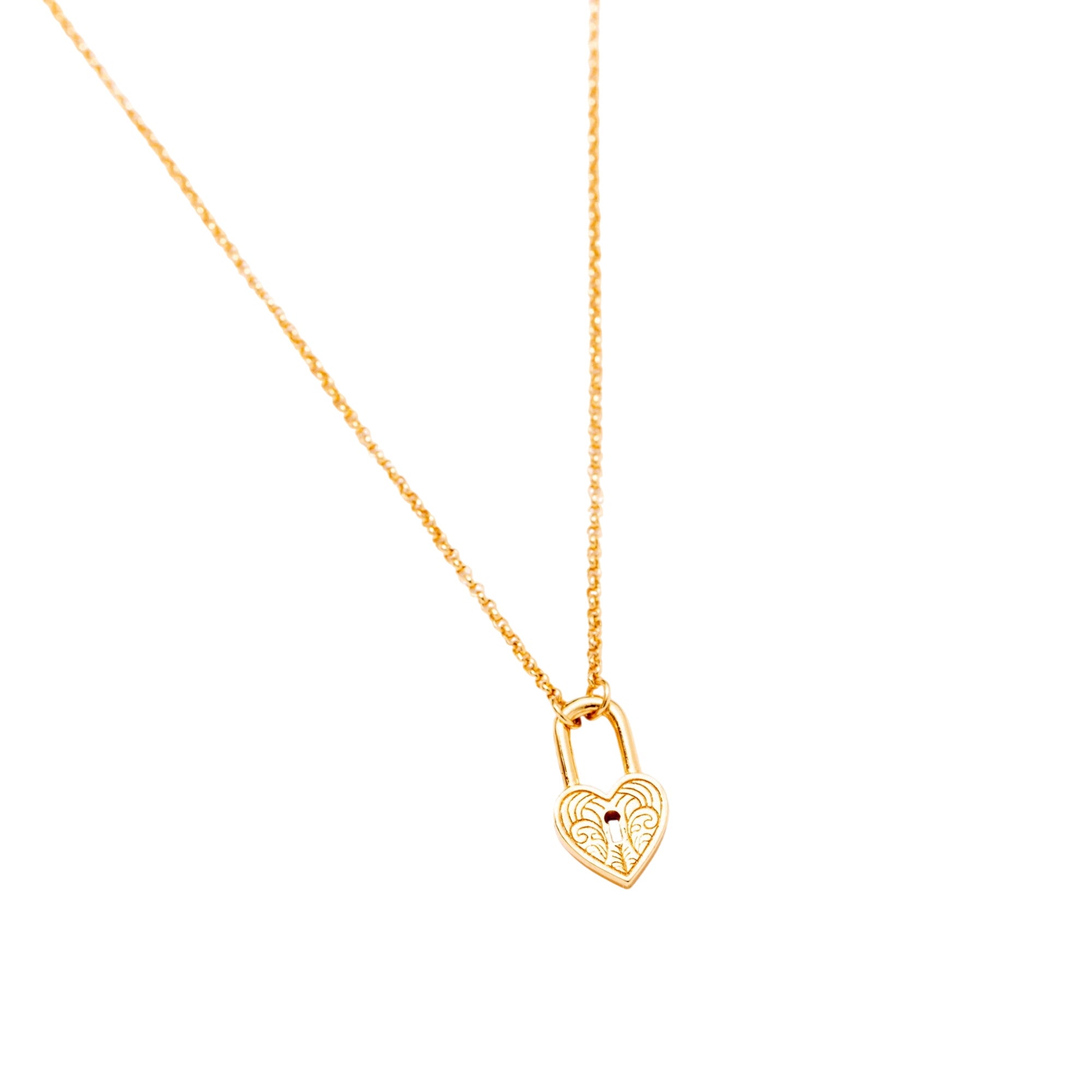 Alicia Lock Charm Necklace | Larissa Loden | Gold Heart Pendant