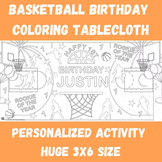 Personalized Basketball Coloring Tablecloth - Creative Crayons