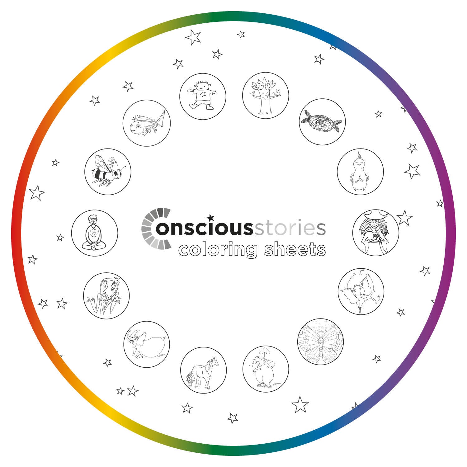 Printable Coloring Pages – 24 Books, 170 Pgs, Kids | Conscious Stories