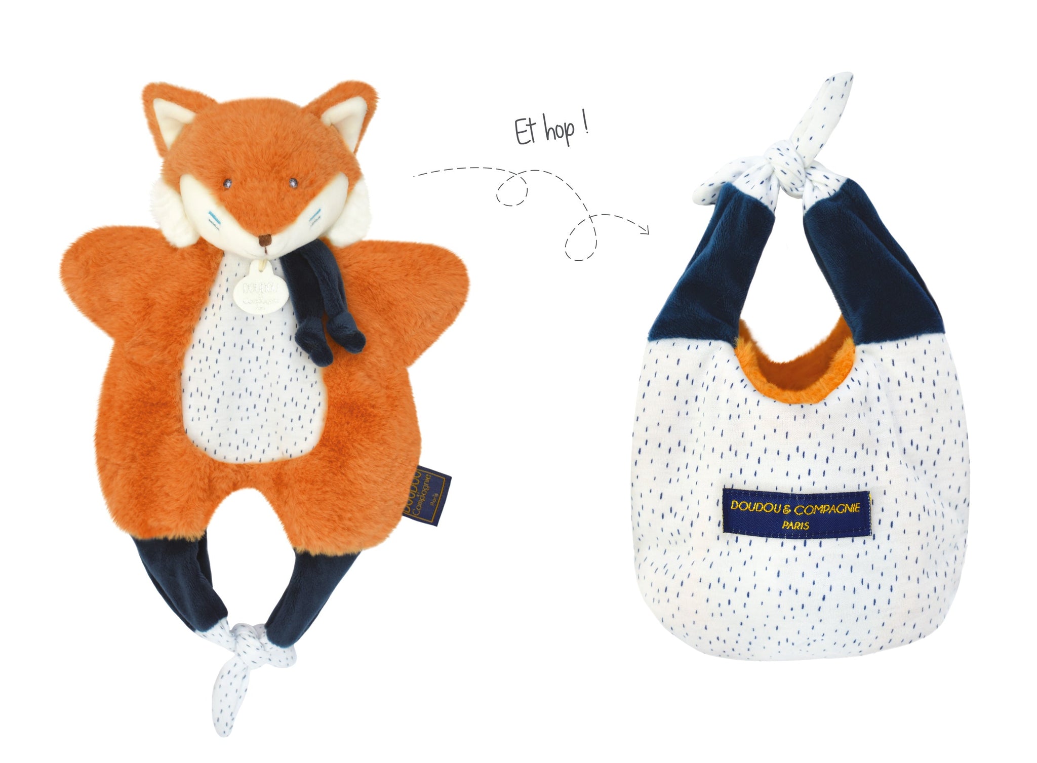 Doudou et Compagnie Reversible Fox Puppet Carry Bag