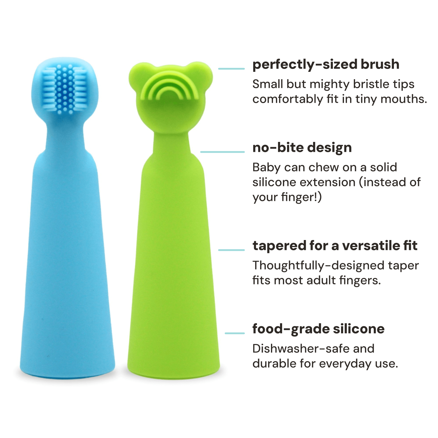 Oogiebear Baby Finger Toothbrush And Tongue Scraper – Blue & Green Silicone