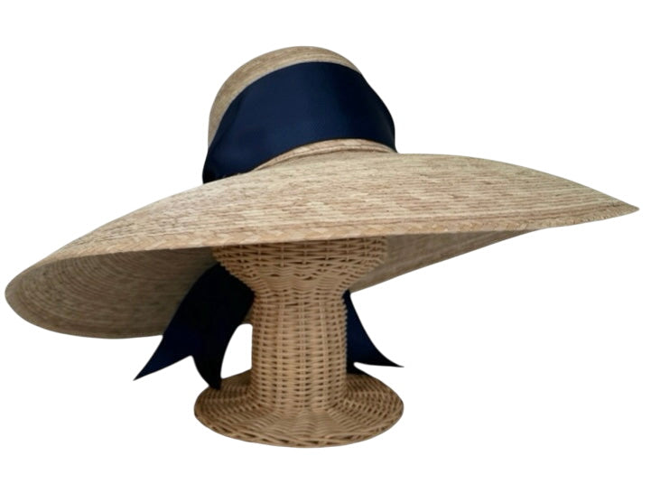 Sarah Bray Bermuda Daisy Sun Hat - Navy Grosgrain Ribbon