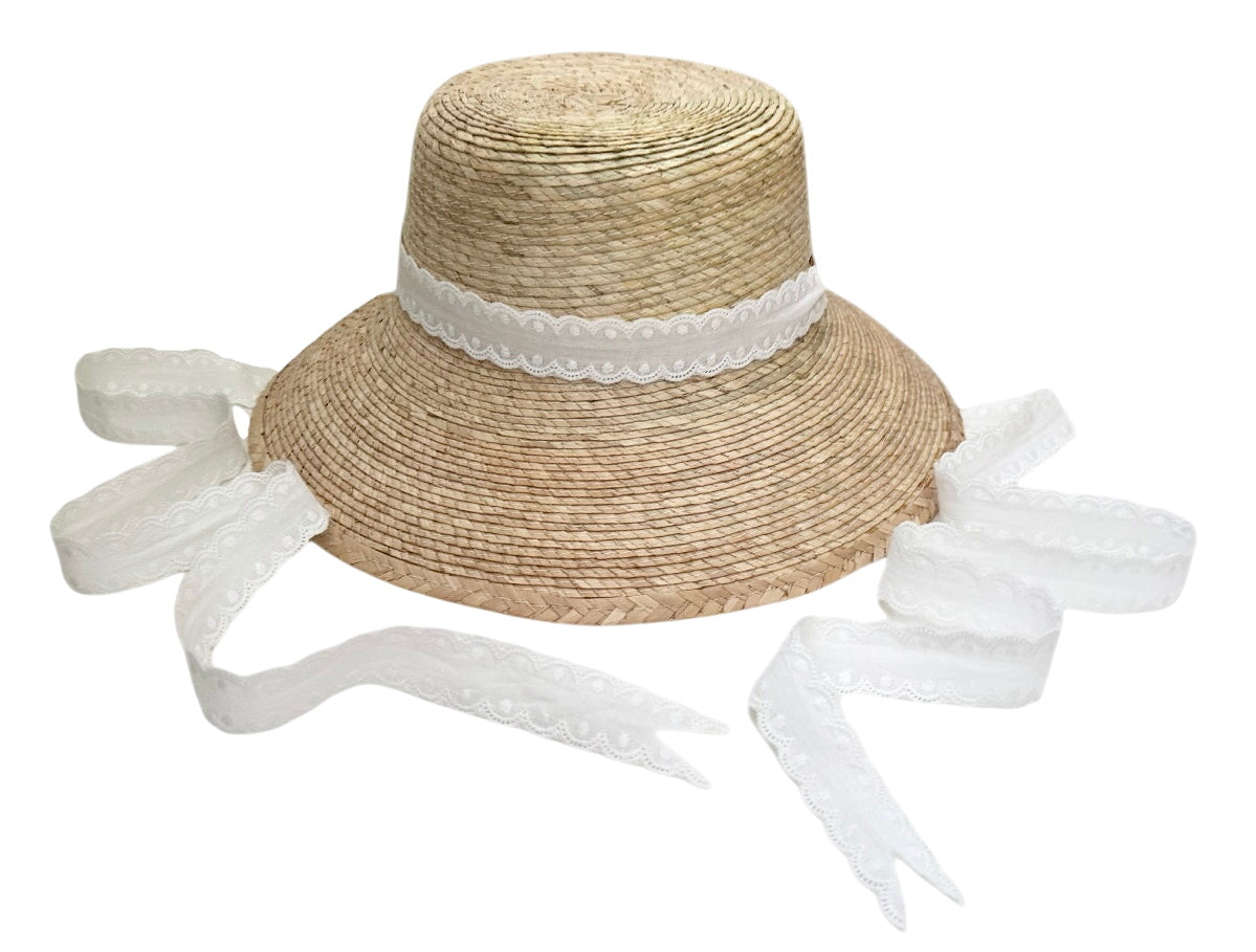 Sarah Bray Bermuda Vintage Swiss Dot Lace Ribbon Girl's Hat