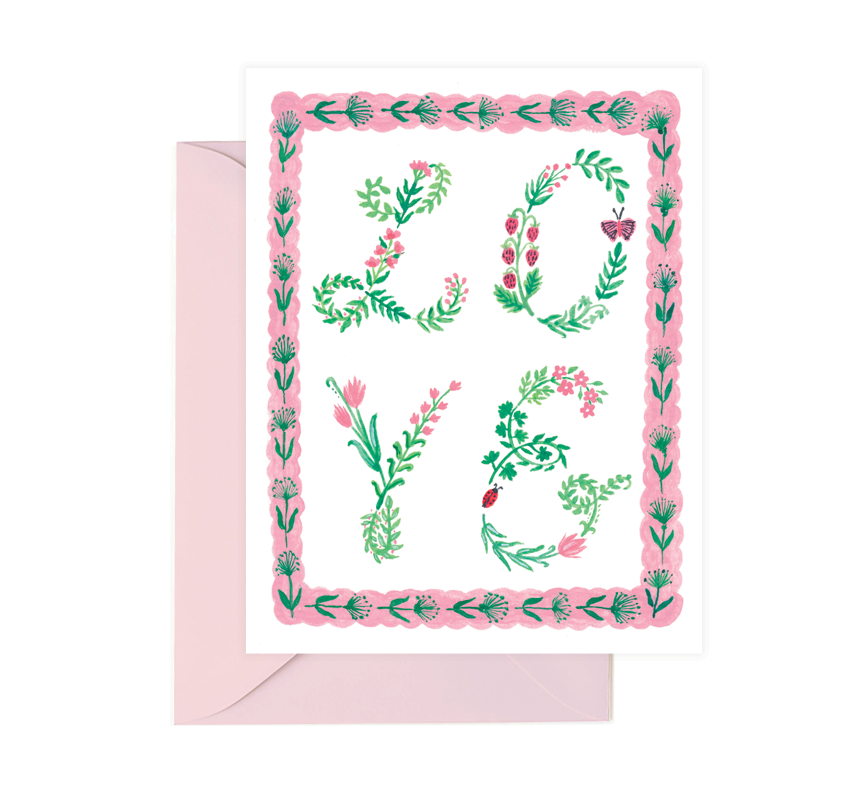 Love Stems Greeting Card – Pink Floral – Forage Paper Co.