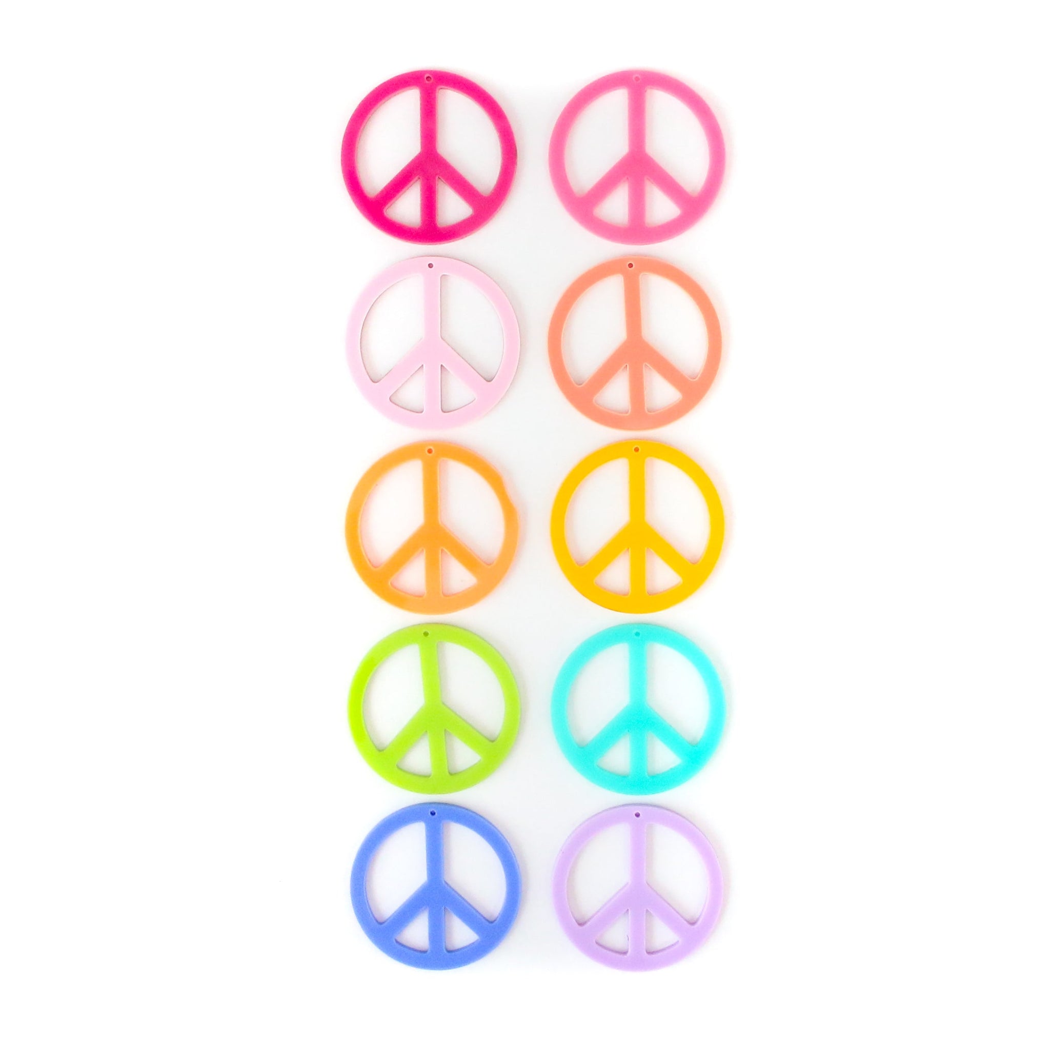 Acrylic Peace Sign Charms – Multicolor, Set of 10 | Kailo Chic