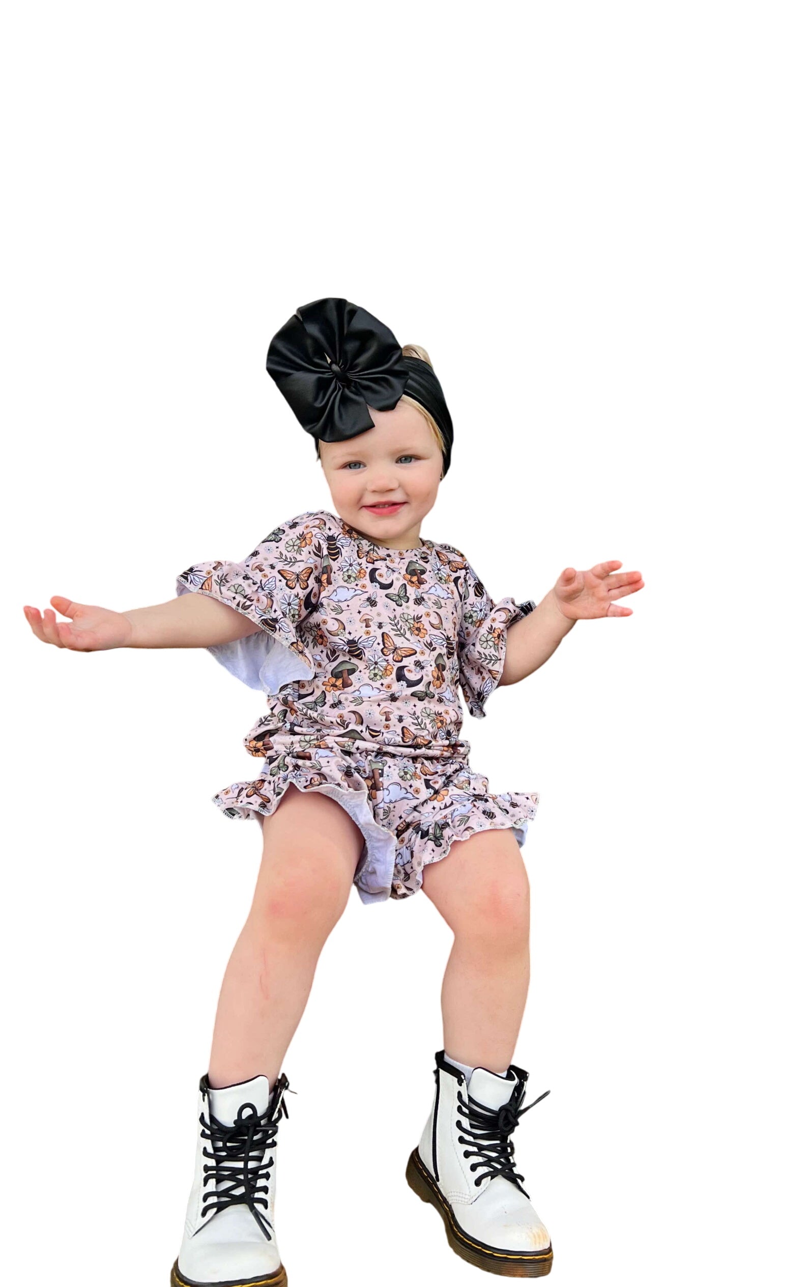 Leopardbaby Boutique Baby Ruffle Top Set – Butterfly Mushroom Print