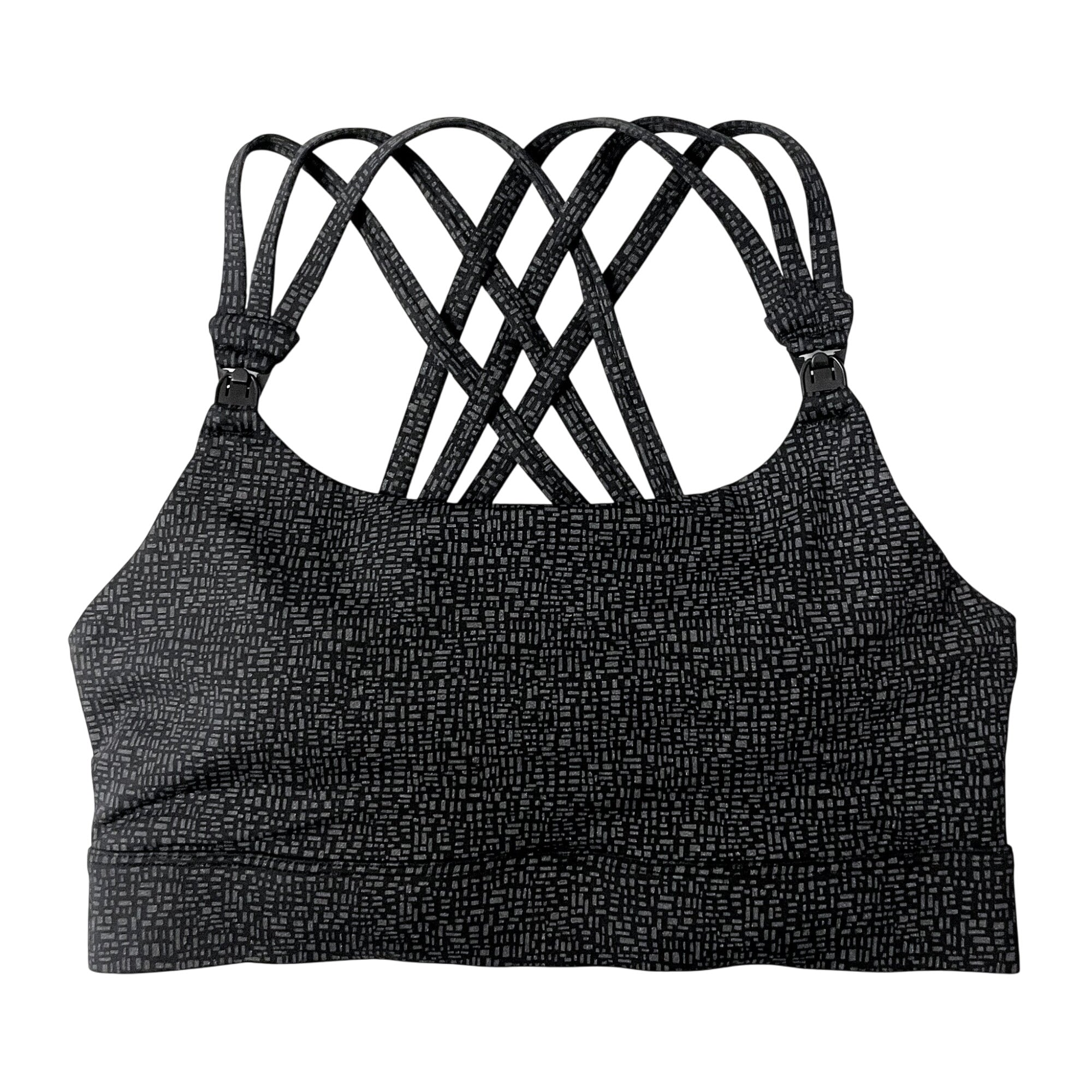 Sweat and Milk Nursing Sports Bra – Black Shimmer, Strappy Back