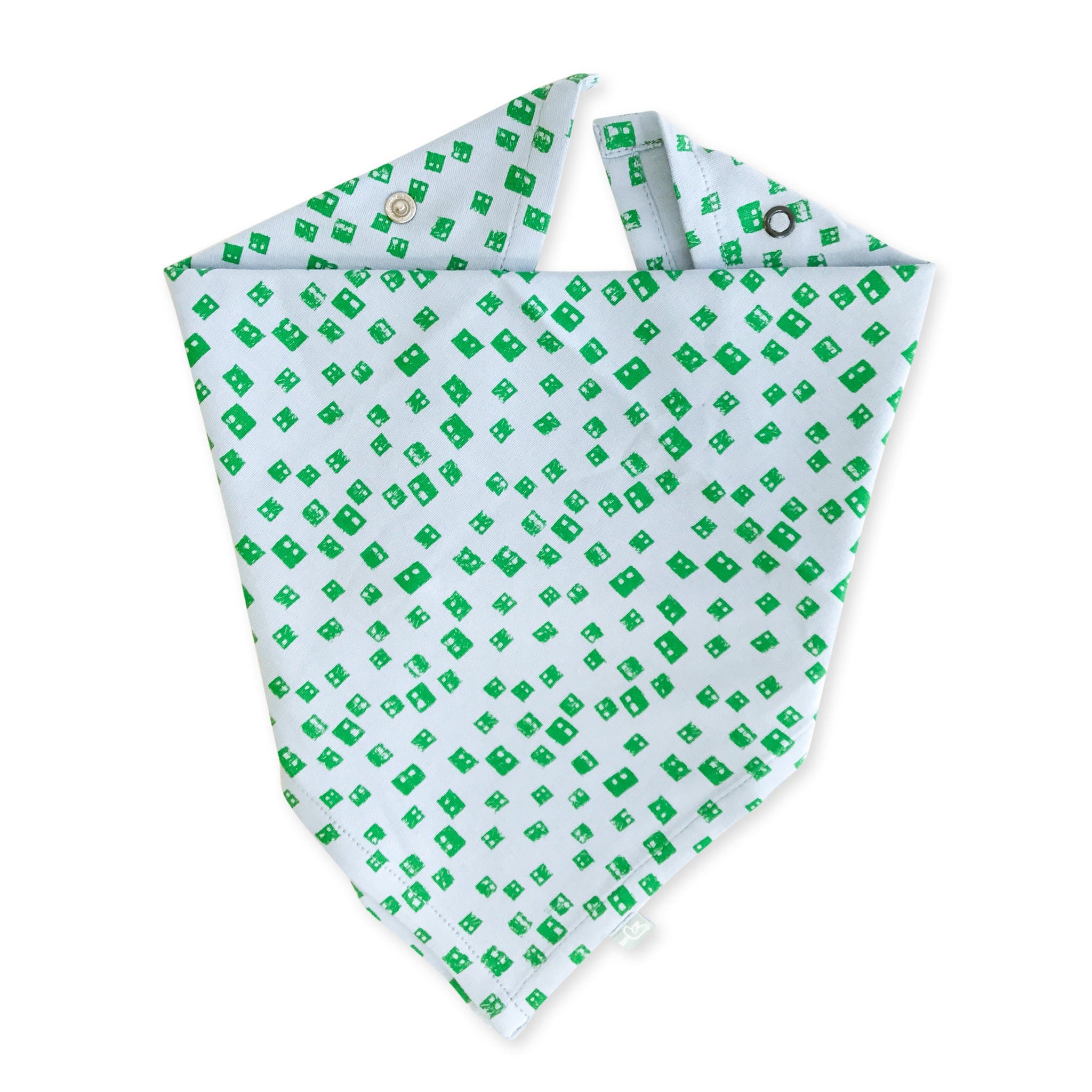 Finn + Emma Lovie Bib – Green Robot Heads Snap Bandana Bib