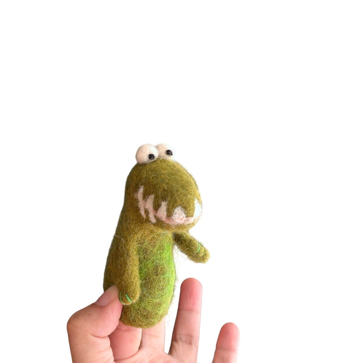 Felt Gator Finger Puppet – Green Wool Toy | Ganapati Crafts Co.