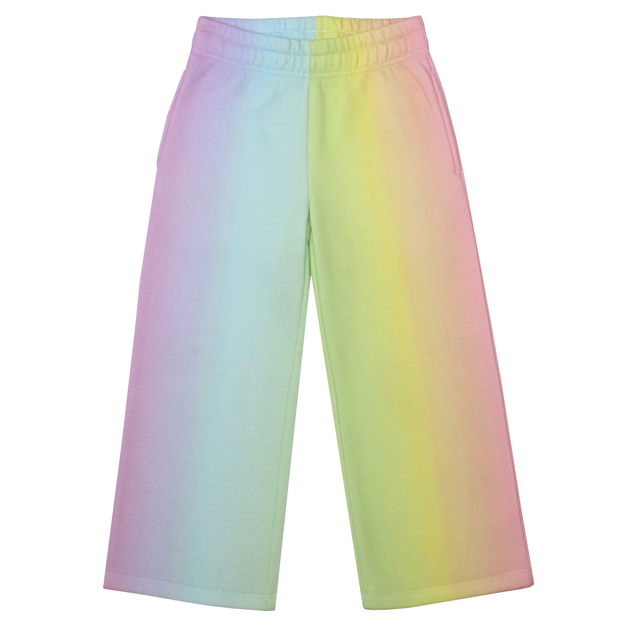 Kids Wide-Leg Joggers – Pastel Rainbow, Pockets – Rebloomed Kids