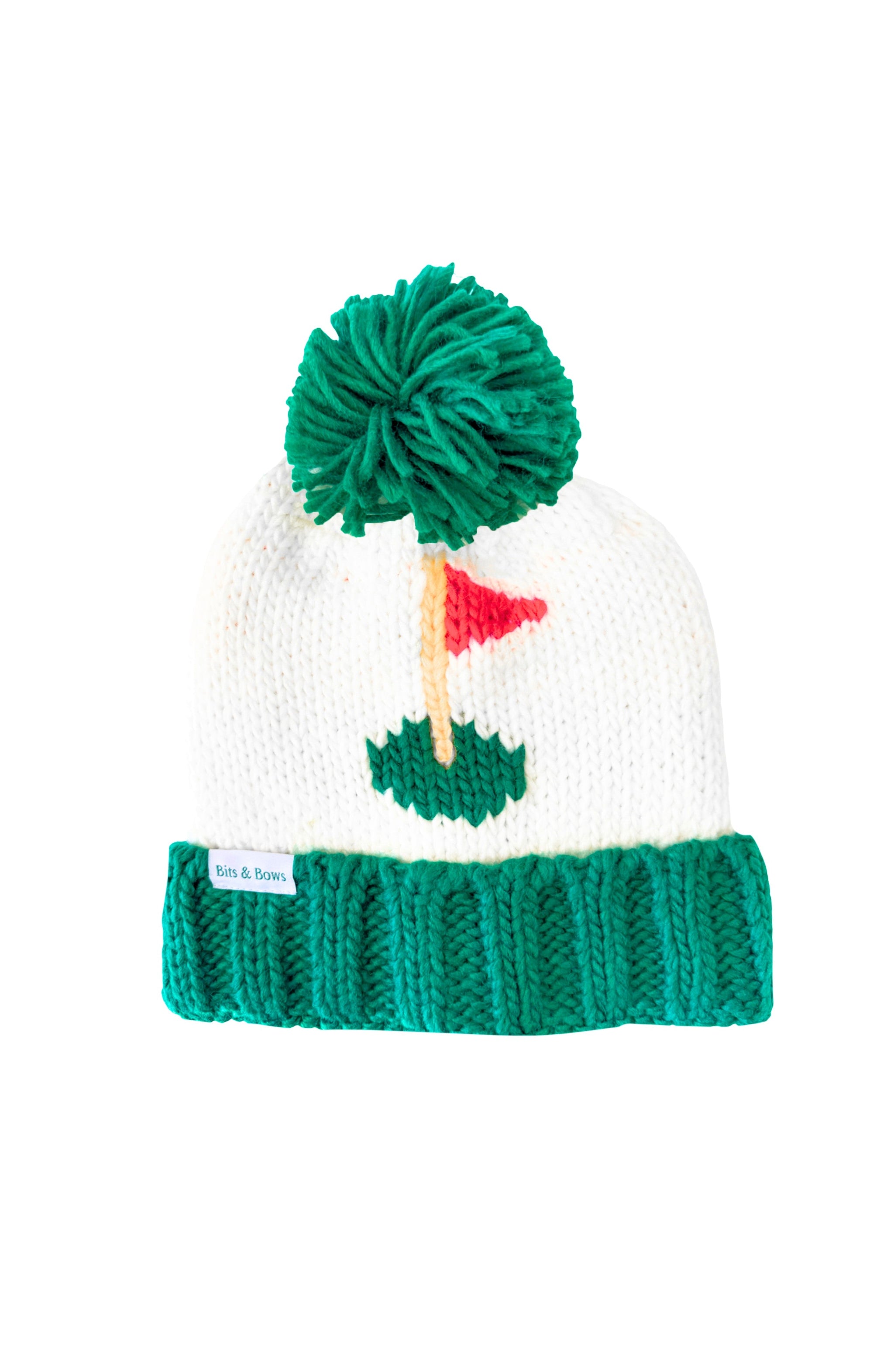 Bits & Bows Green Golf Flag Bobble Hat for Baby