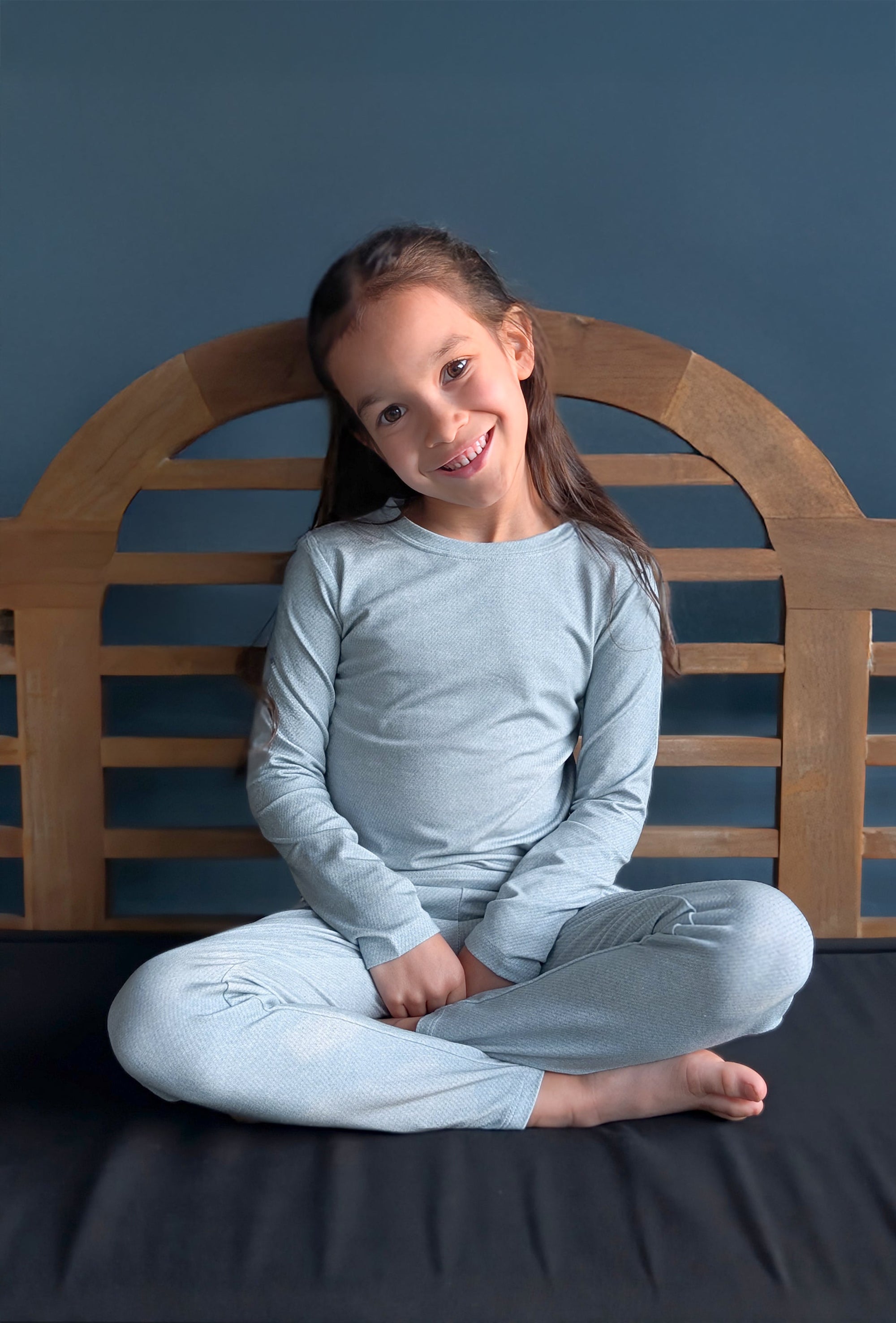 Baby Pajama Set – Light Blue Denim Print Long Sleeve – Baby Breez