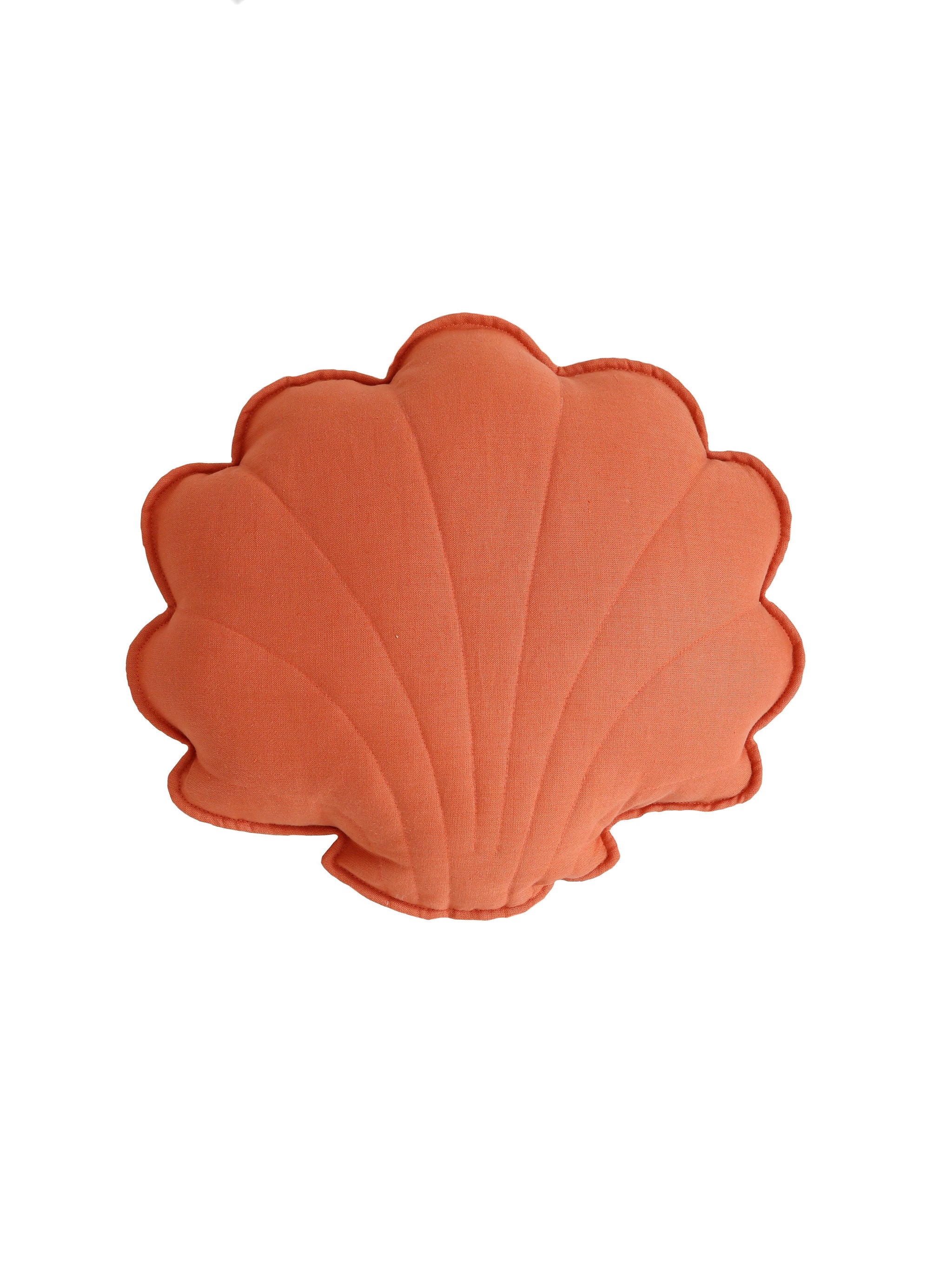 Linen Papaya Shell Pillow – Orange, Soft Kids Cushion | Moimili