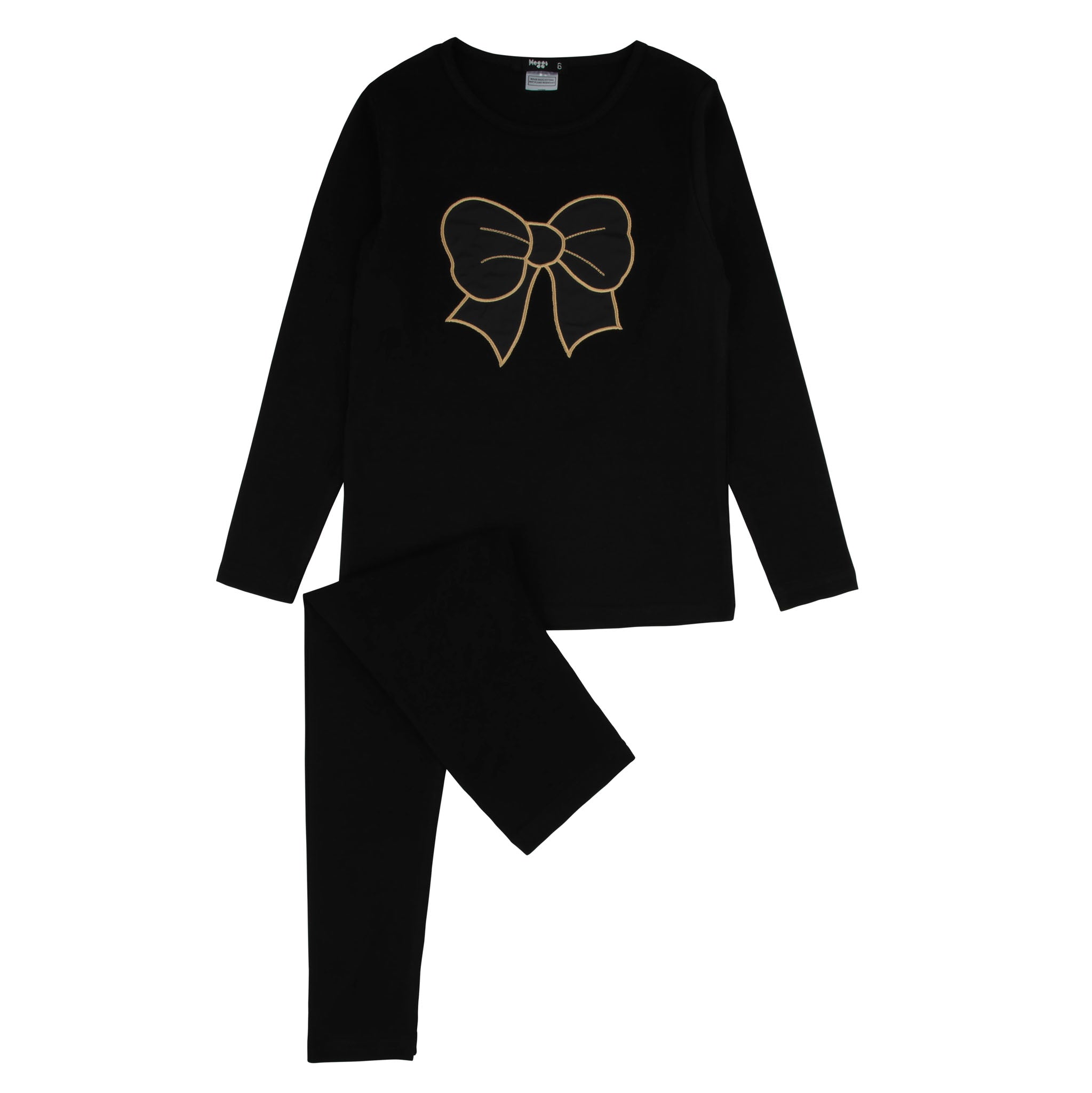 NoggiWear Girls Puffy Bow Loungewear Set in Black
